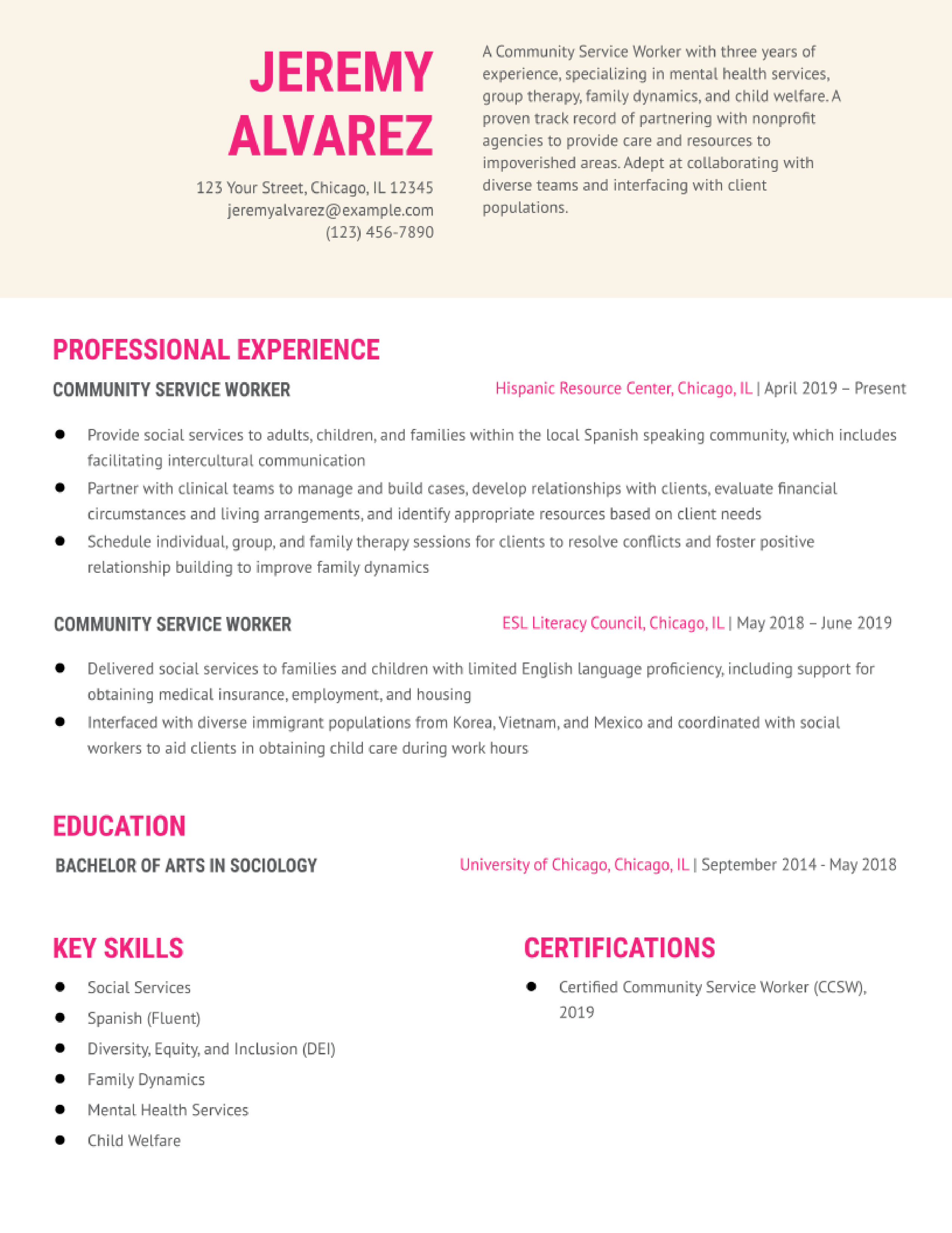 Community Service Worker Resume Examples and Templates for 2024 ...
