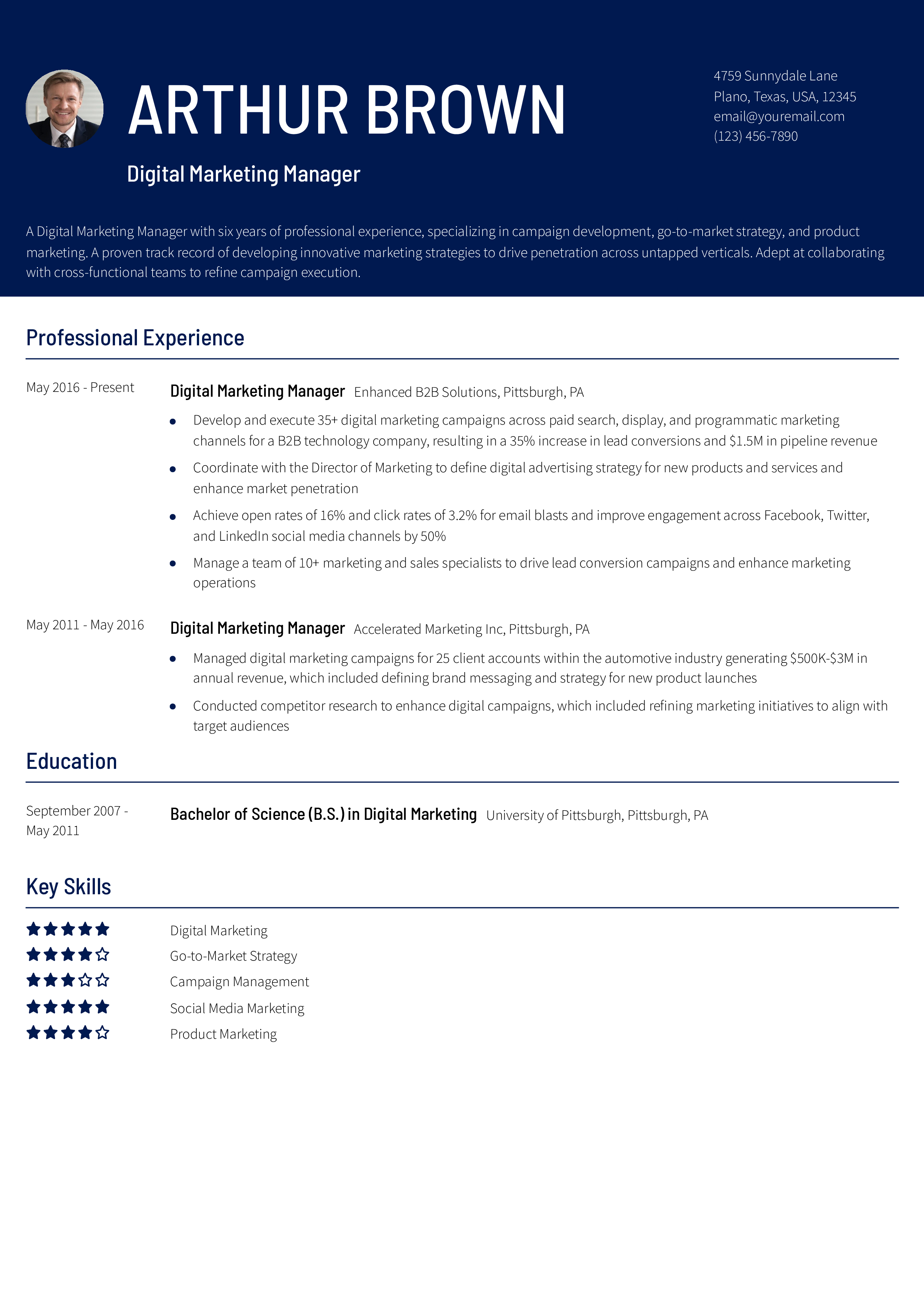 Digital Marketing Manager Resume Examples and Templates for 2024 ...