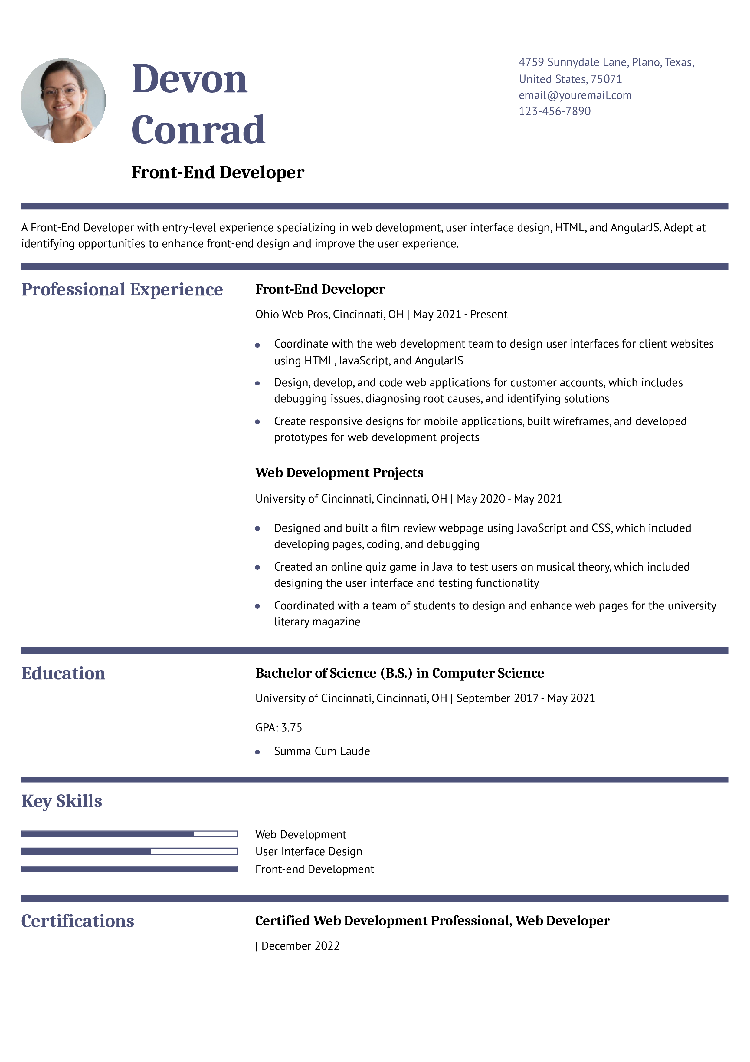 Front-End Developer Resume Examples and Templates for 2024 ...