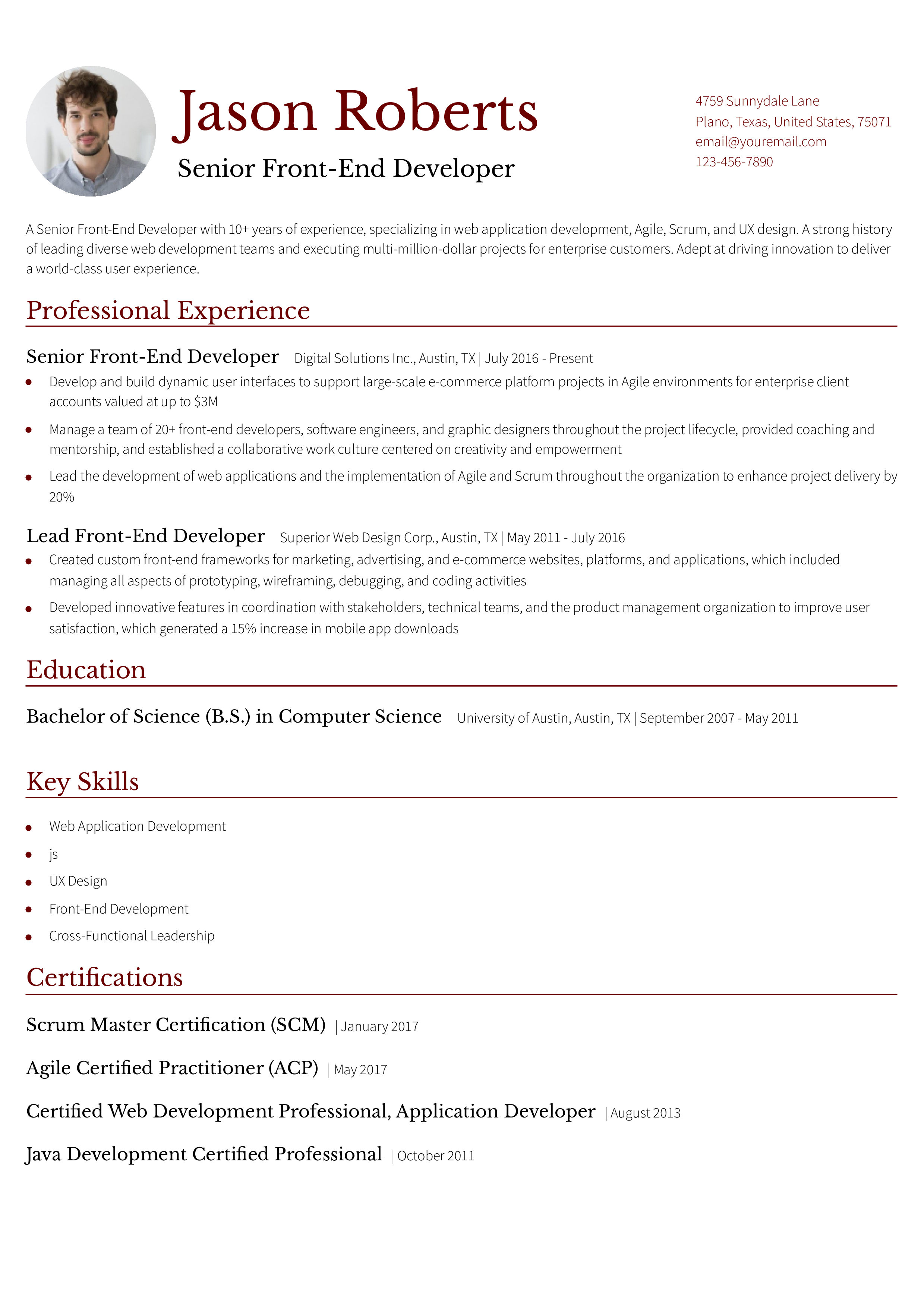 Front-End Developer Resume Examples and Templates for 2024 ...