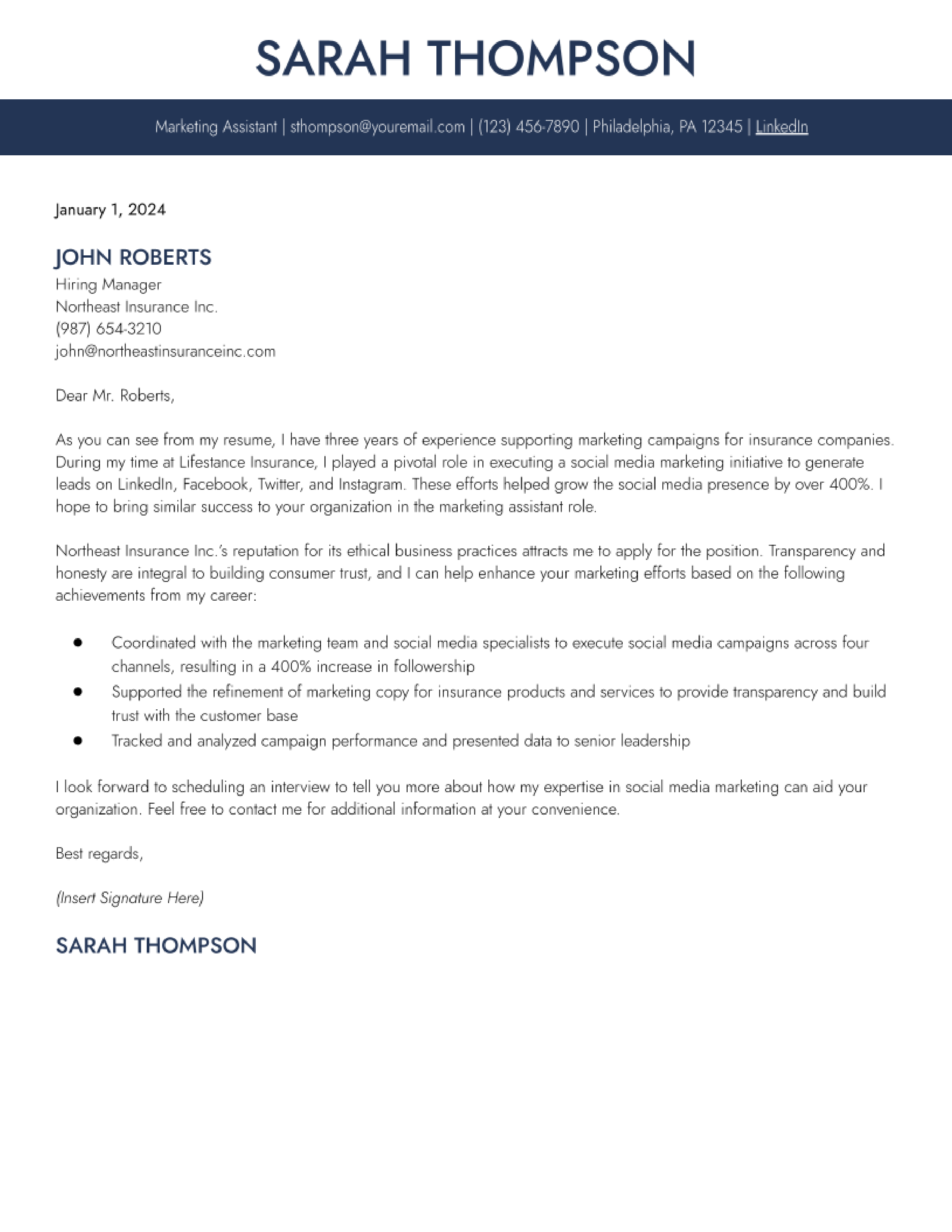 Marketing Assistant Cover Letter Examples and Templates for 2024 ...