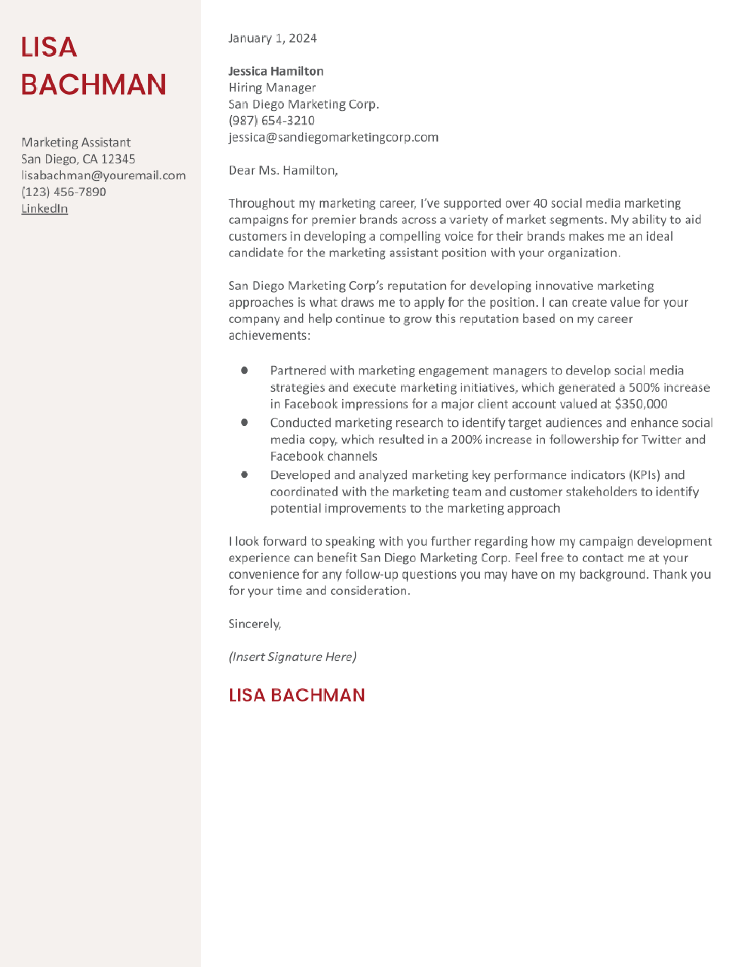 Marketing Assistant Cover Letter Examples and Templates for 2024 ...