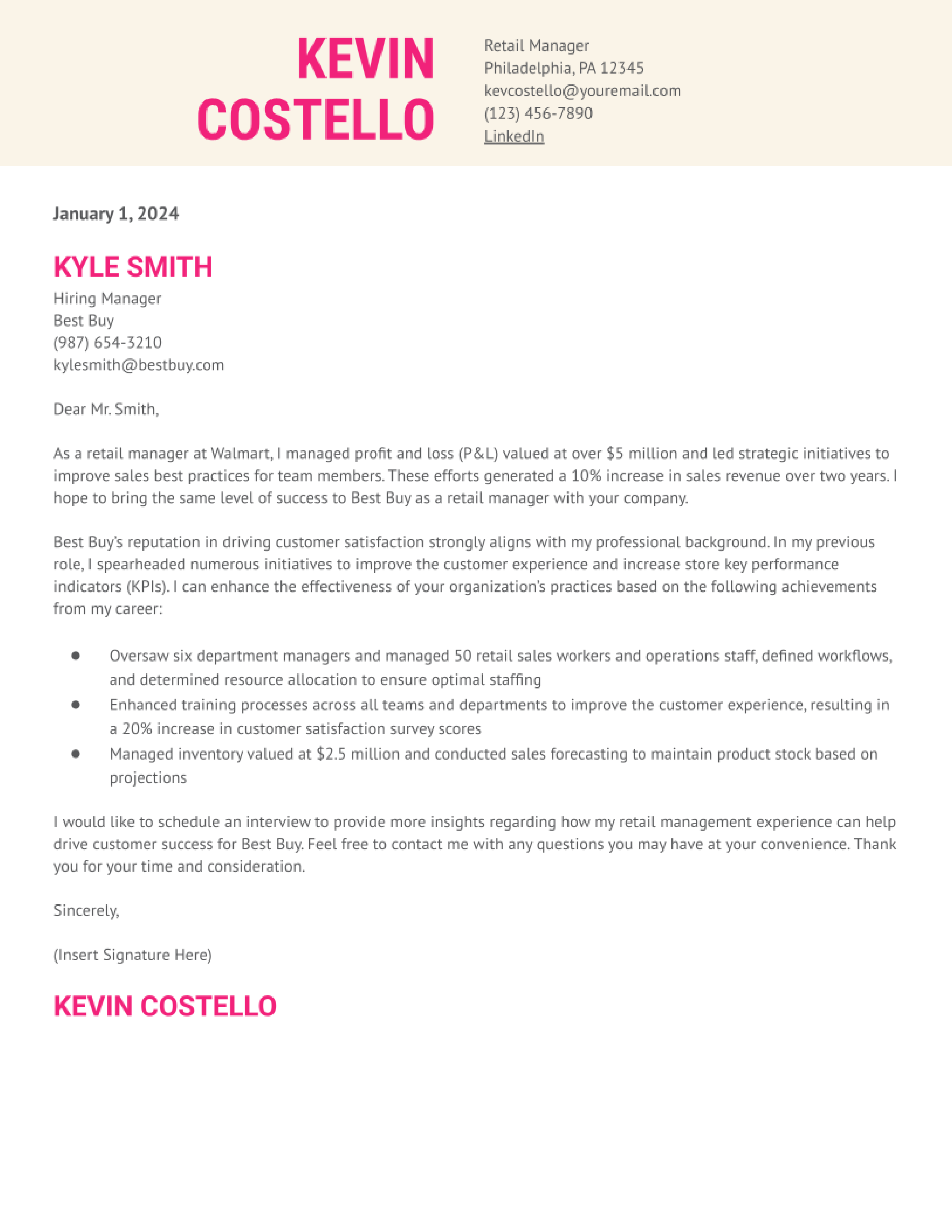 Retail Manager Cover Letter Examples and Templates for 2024 ...