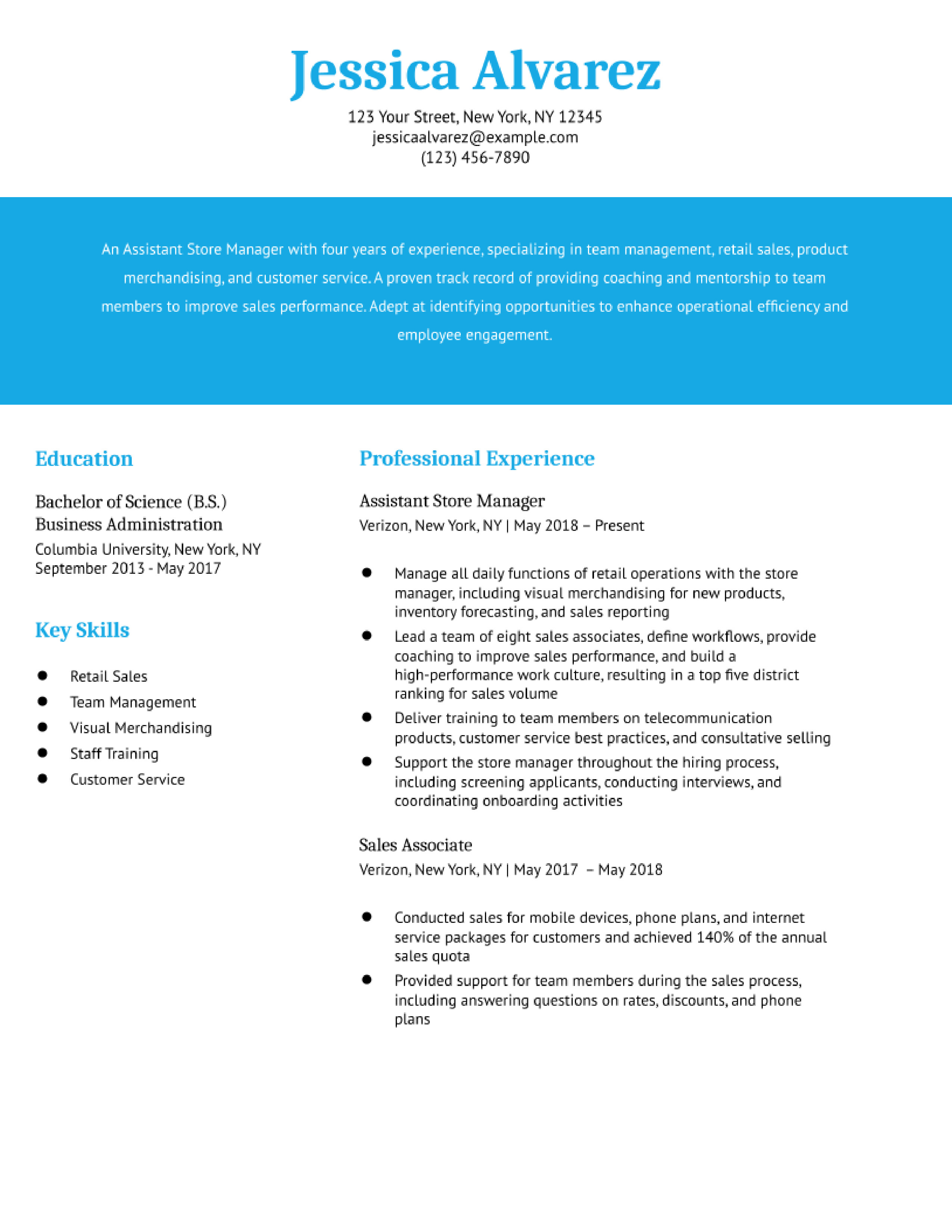 Assistant Store Manager Resume Examples and Templates for 2024 ...