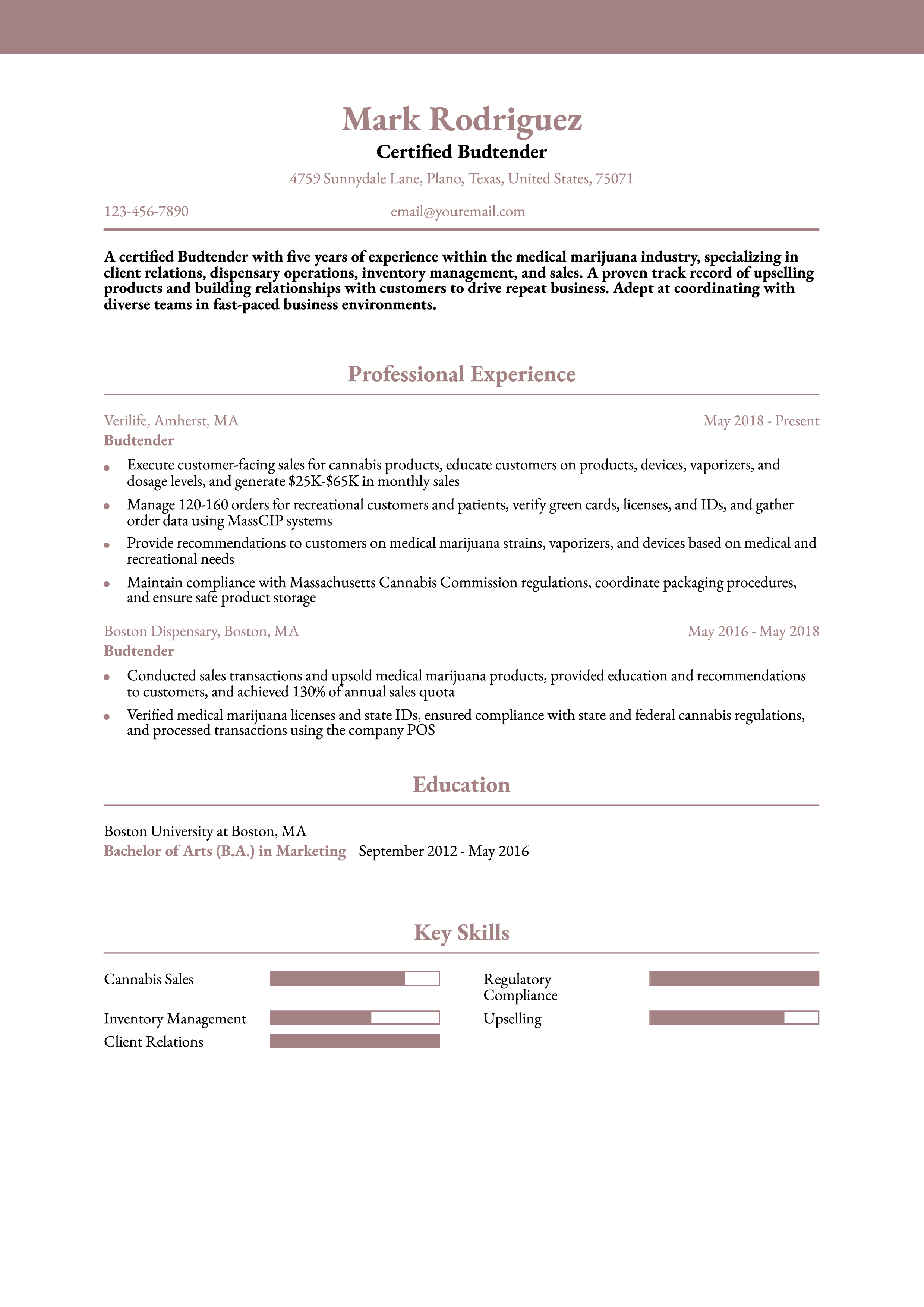 Budtender Resume Examples and Templates for 2024 - ResumeBuilder.com