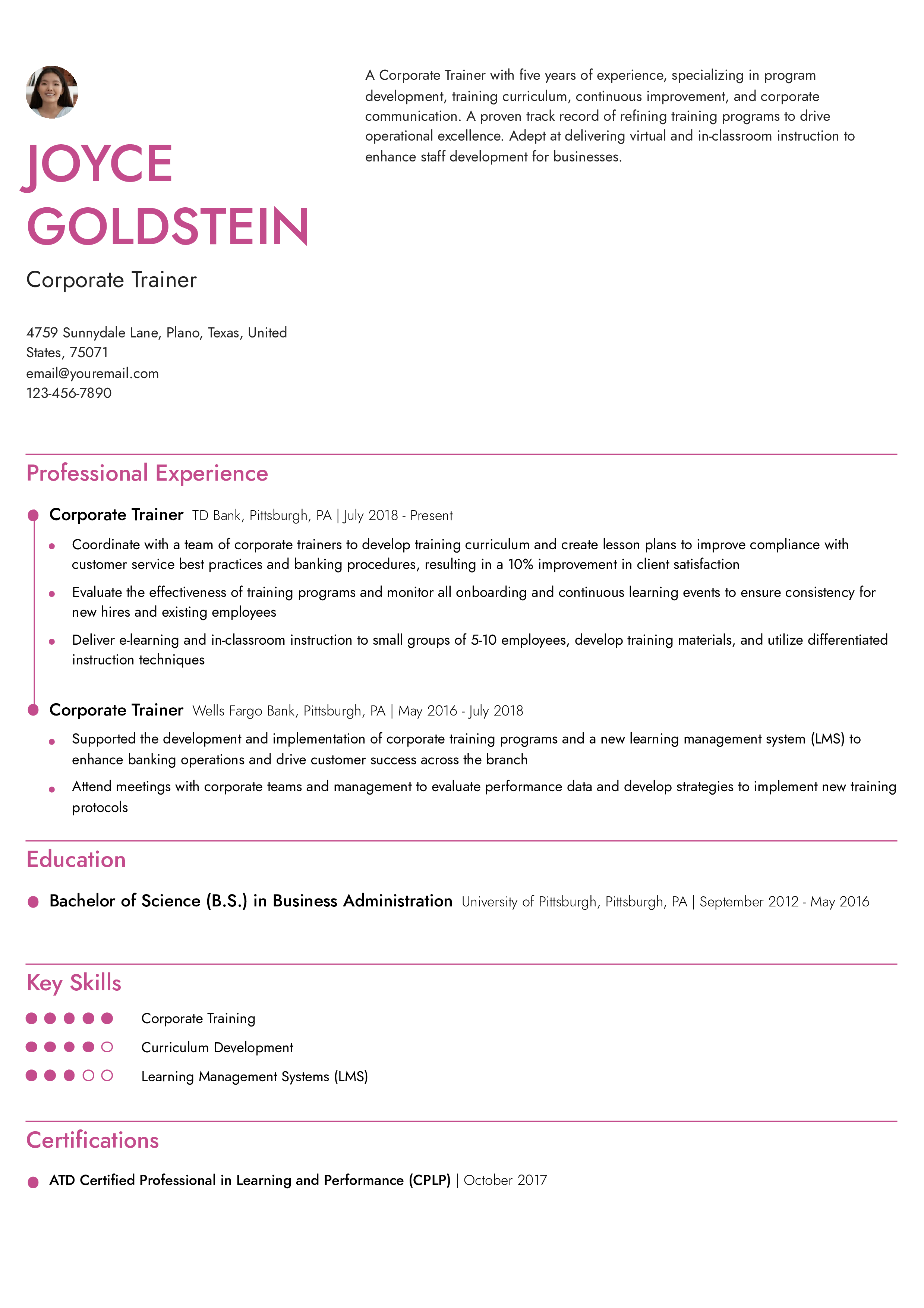 Corporate Trainer Resume Examples and Templates for 2024 ...