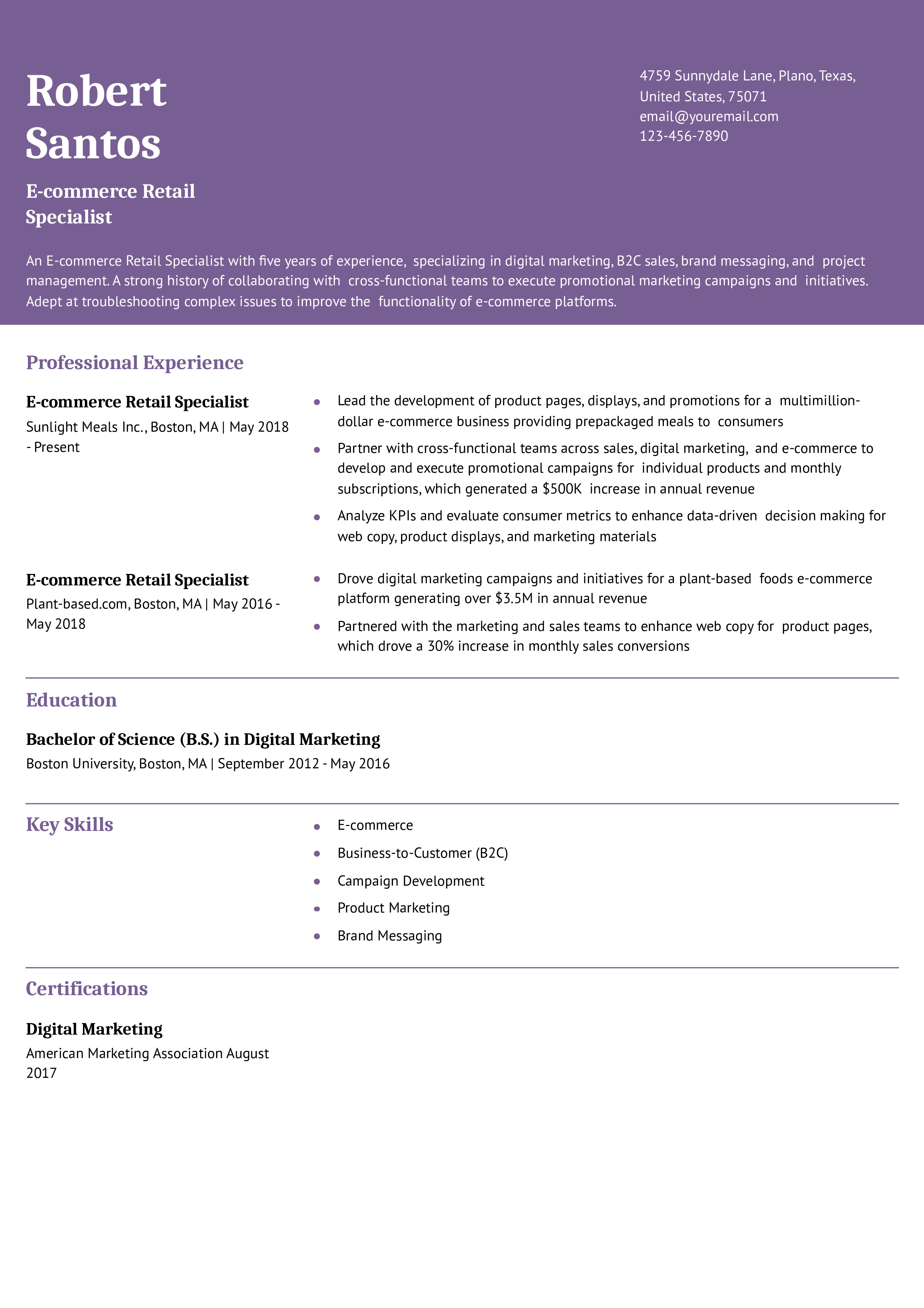 E-commerce Retail Resume Examples and Templates for 2024 ...