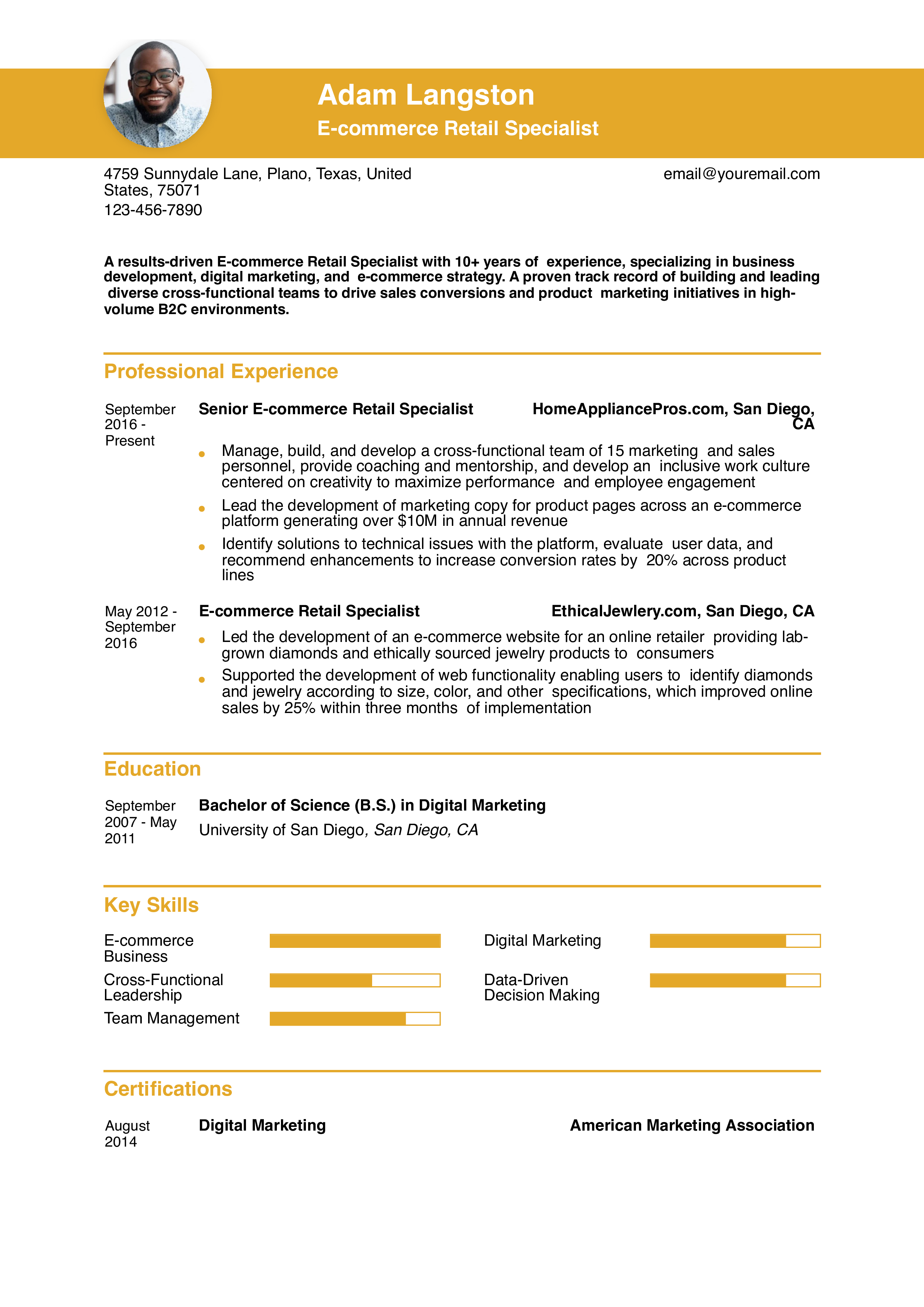 E-commerce Retail Resume Examples and Templates for 2024 ...