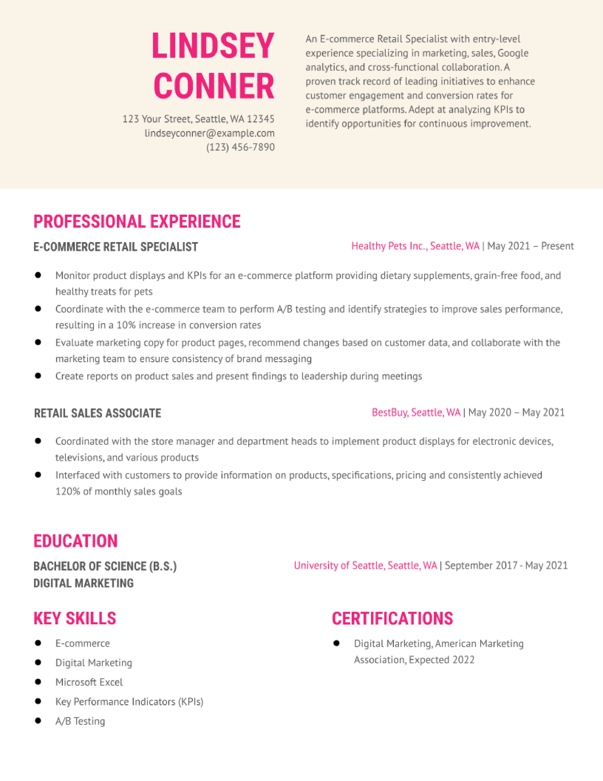 E-commerce Retail Resume Examples and Templates for 2024 ...