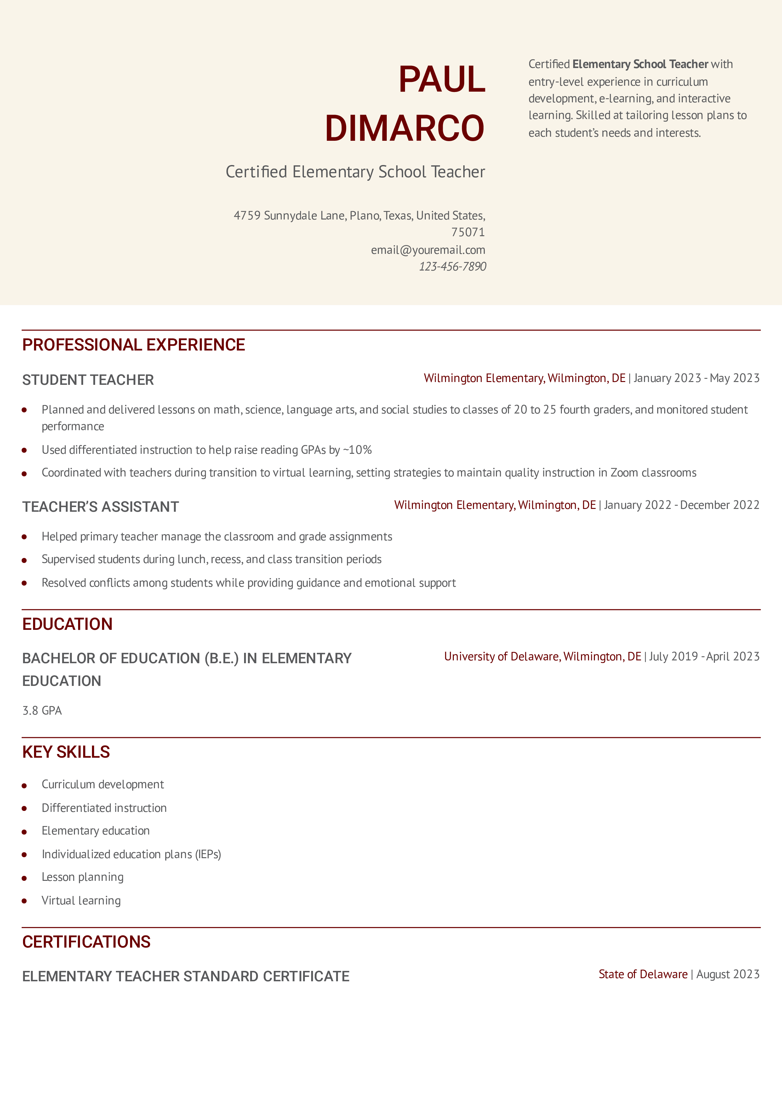 First-Year Teacher Resume Examples and Templates for 2024 ...