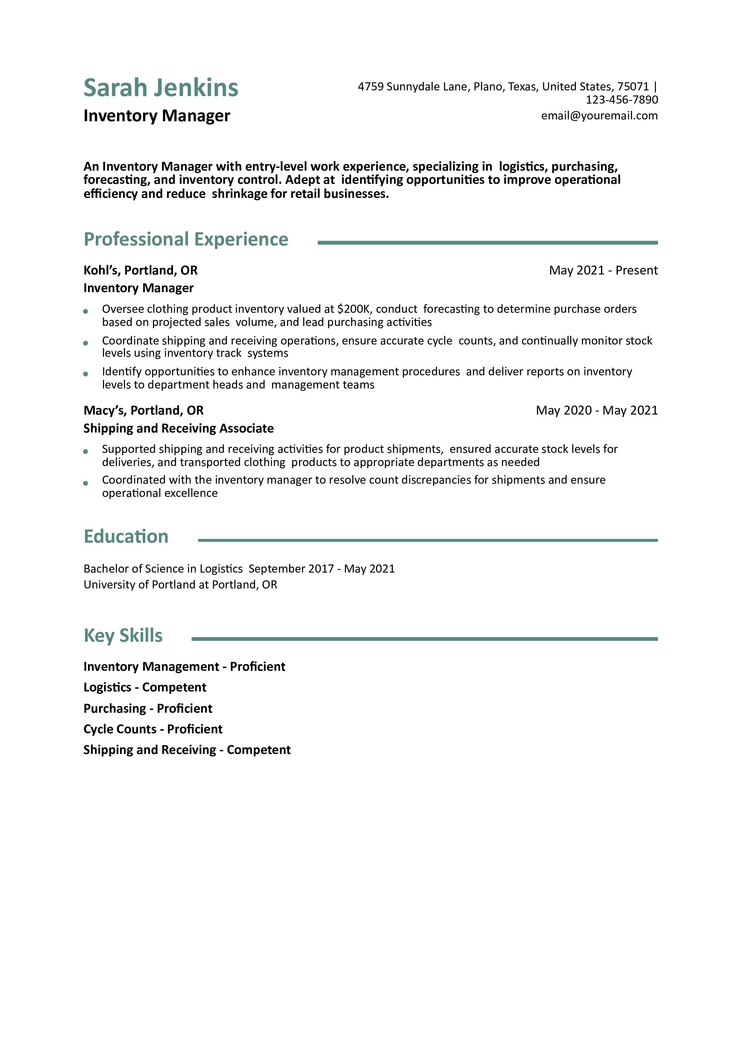 Inventory Manager Resume Examples and Templates for 2024 ...