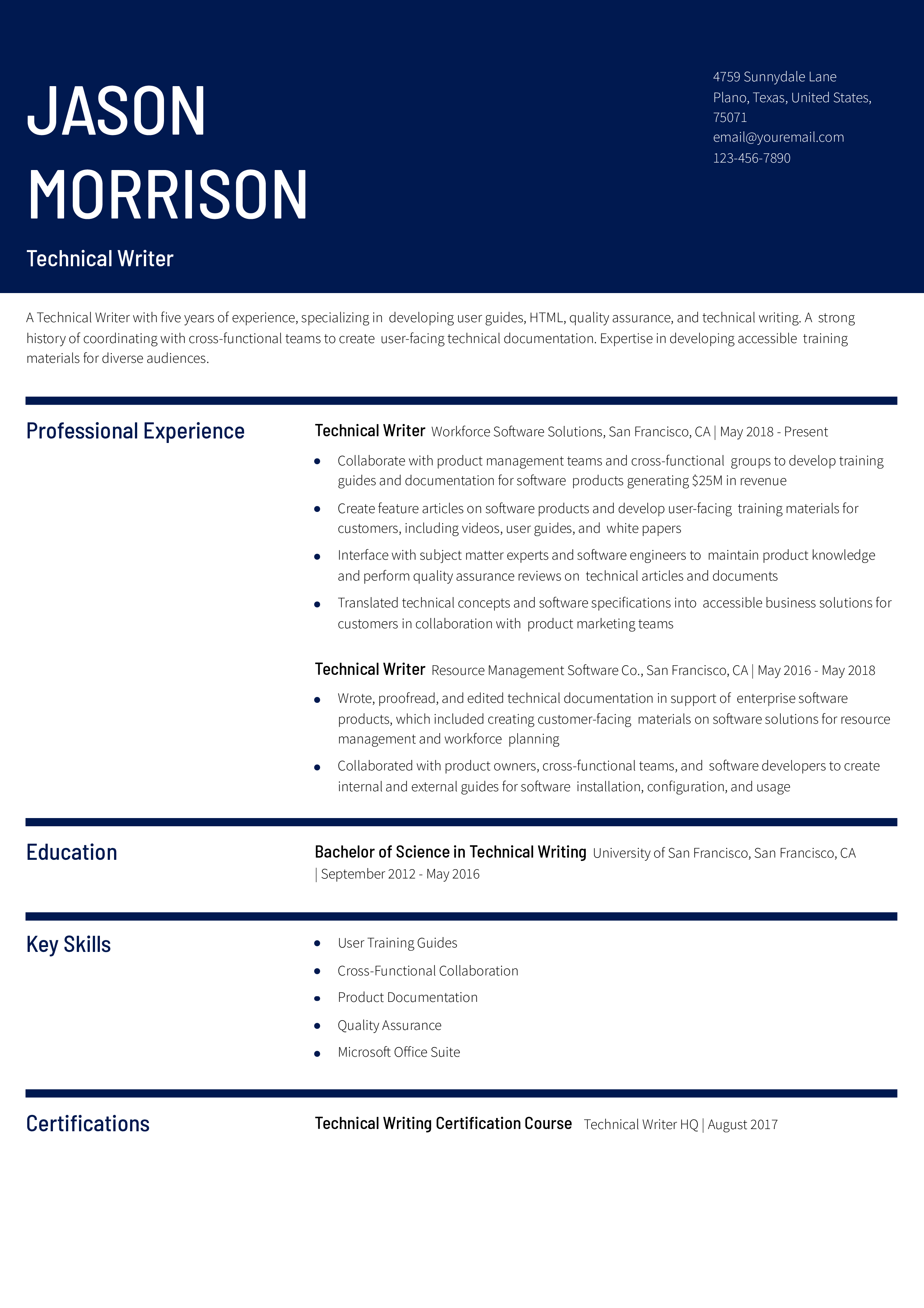 Technical Writer Resume Examples and Templates for 2024 - ResumeBuilder.com