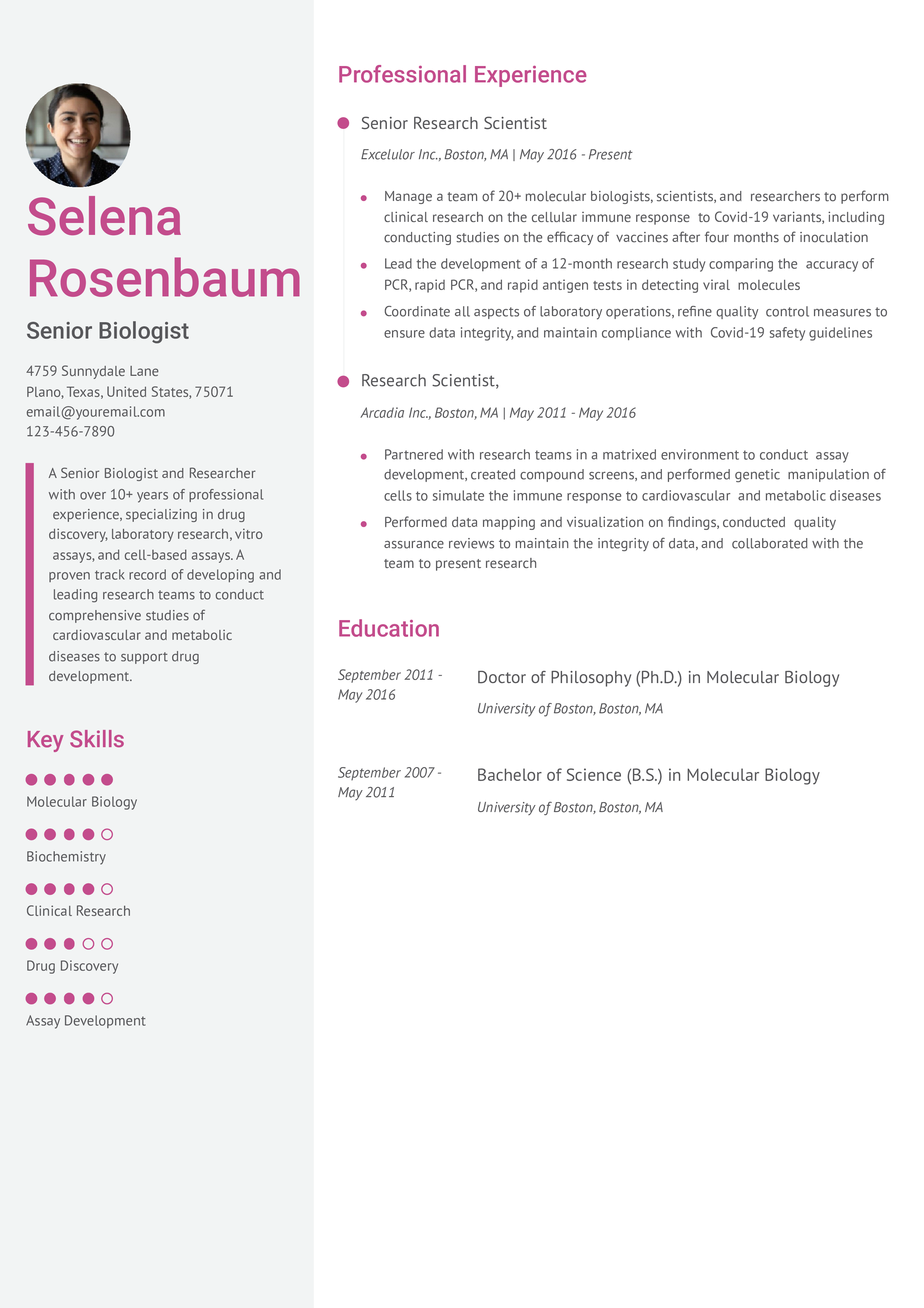 Biology Resume Examples and Templates for 2024 - ResumeBuilder.com