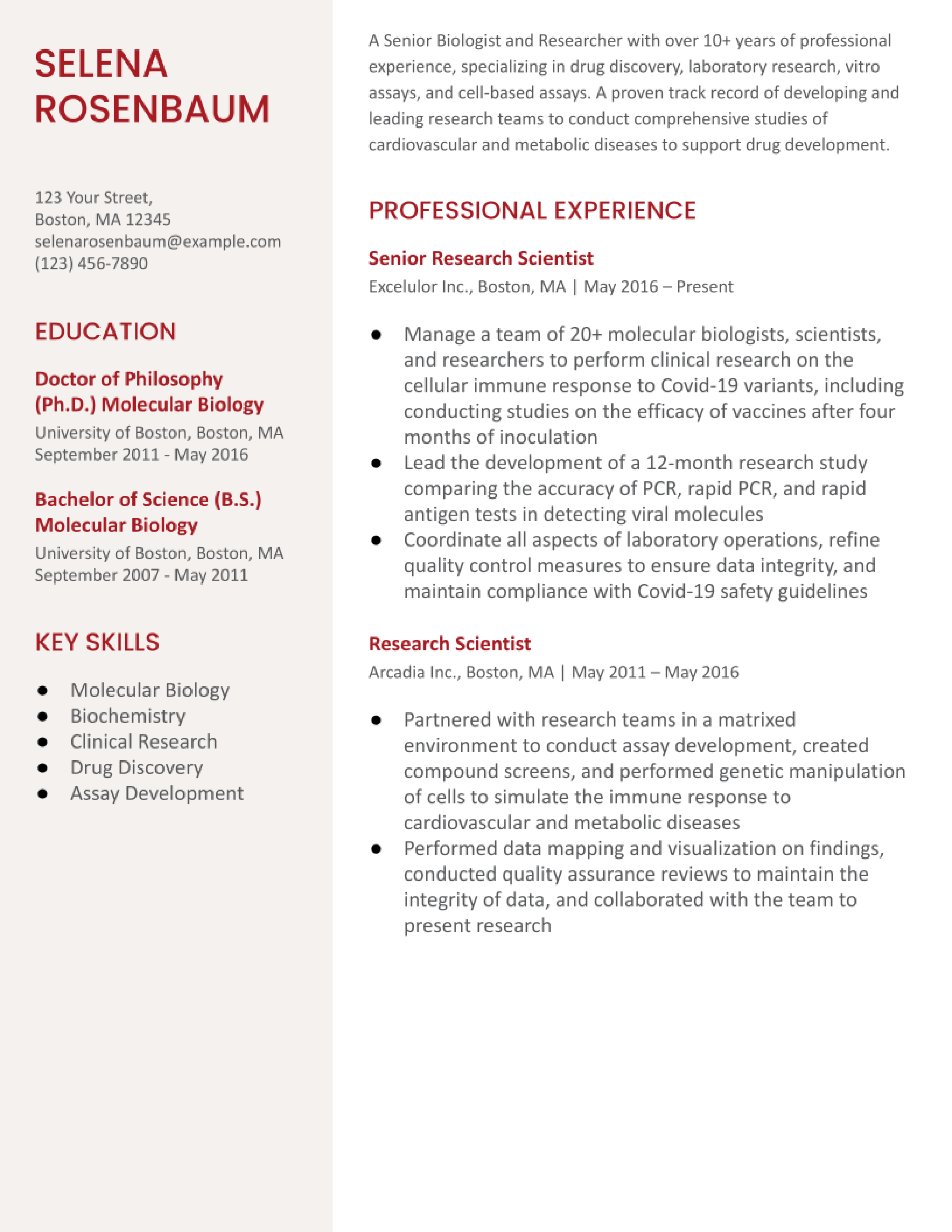 Biology Resume Examples and Templates for 2024 - ResumeBuilder.com