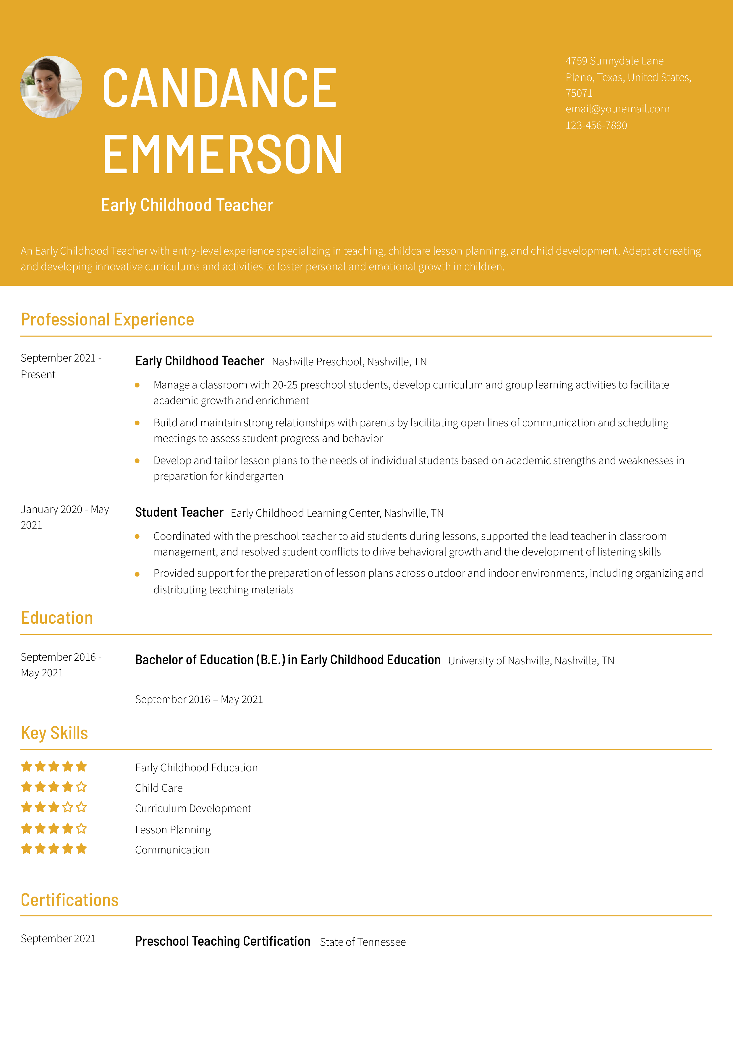 Early Childhood Education Resume Examples and Templates for 2024 ...