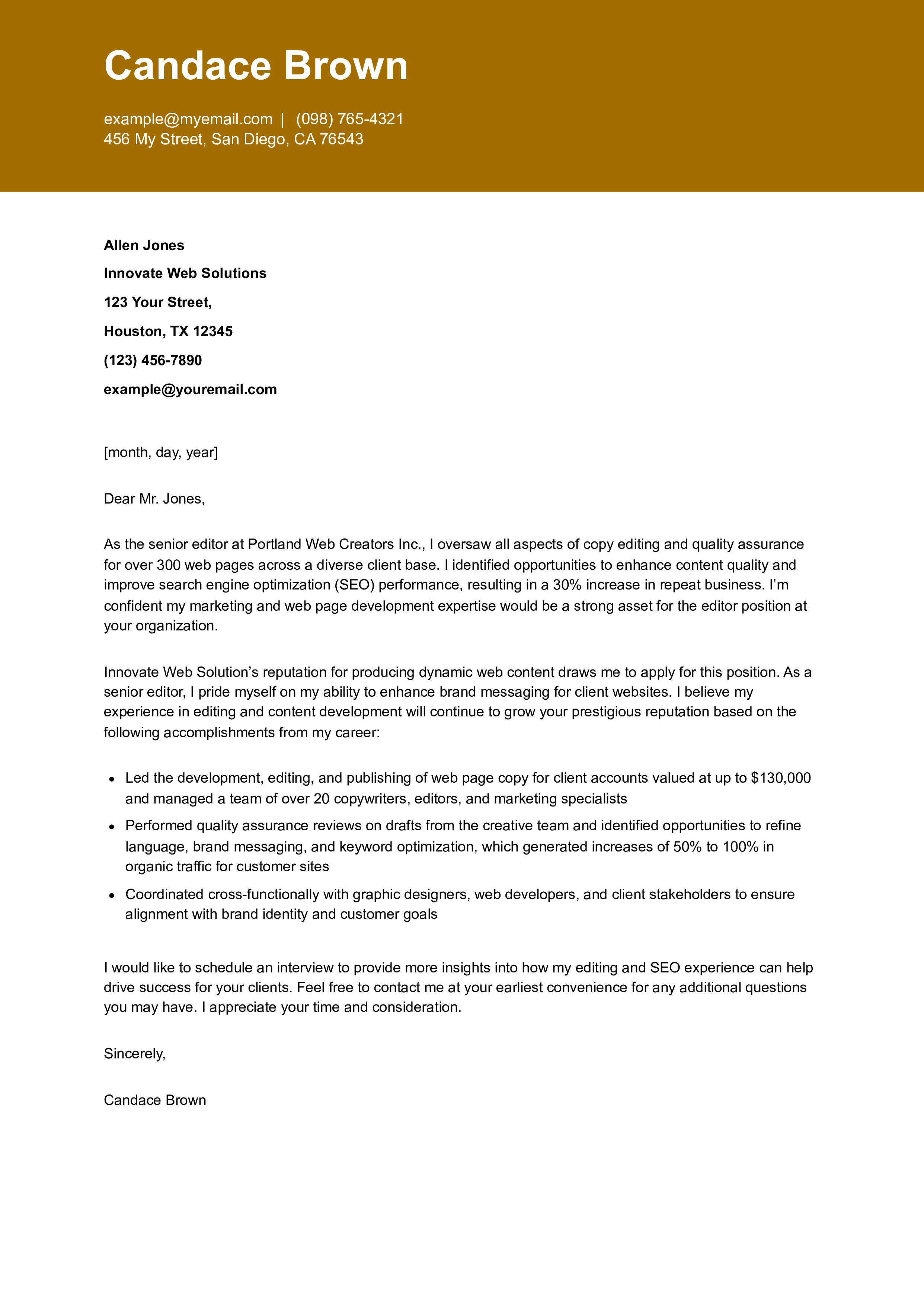 Editor Cover Letter Examples and Templates for 2024 - ResumeBuilder.com