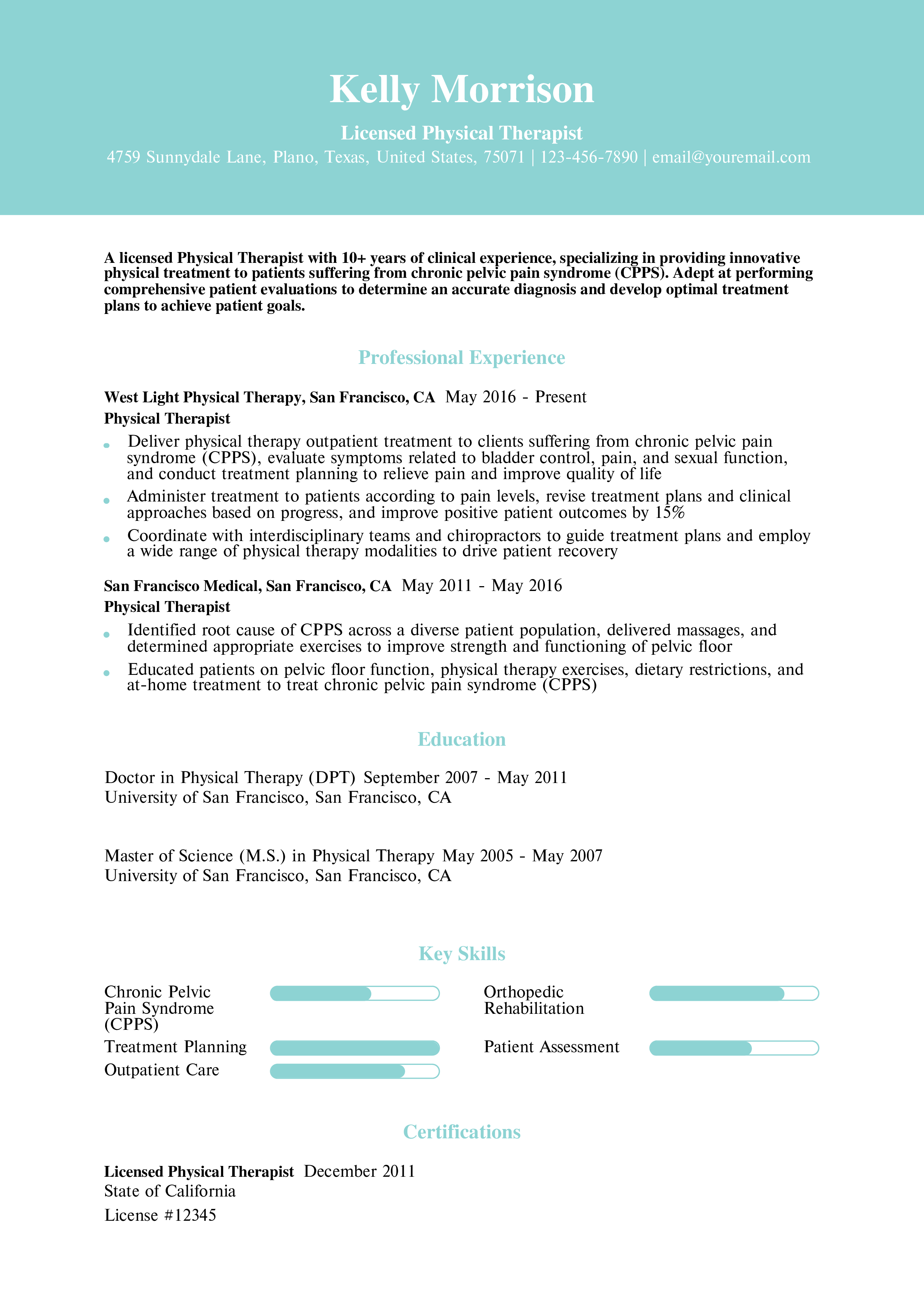 Physical Therapist Resume Examples and Templates for 2024 ...