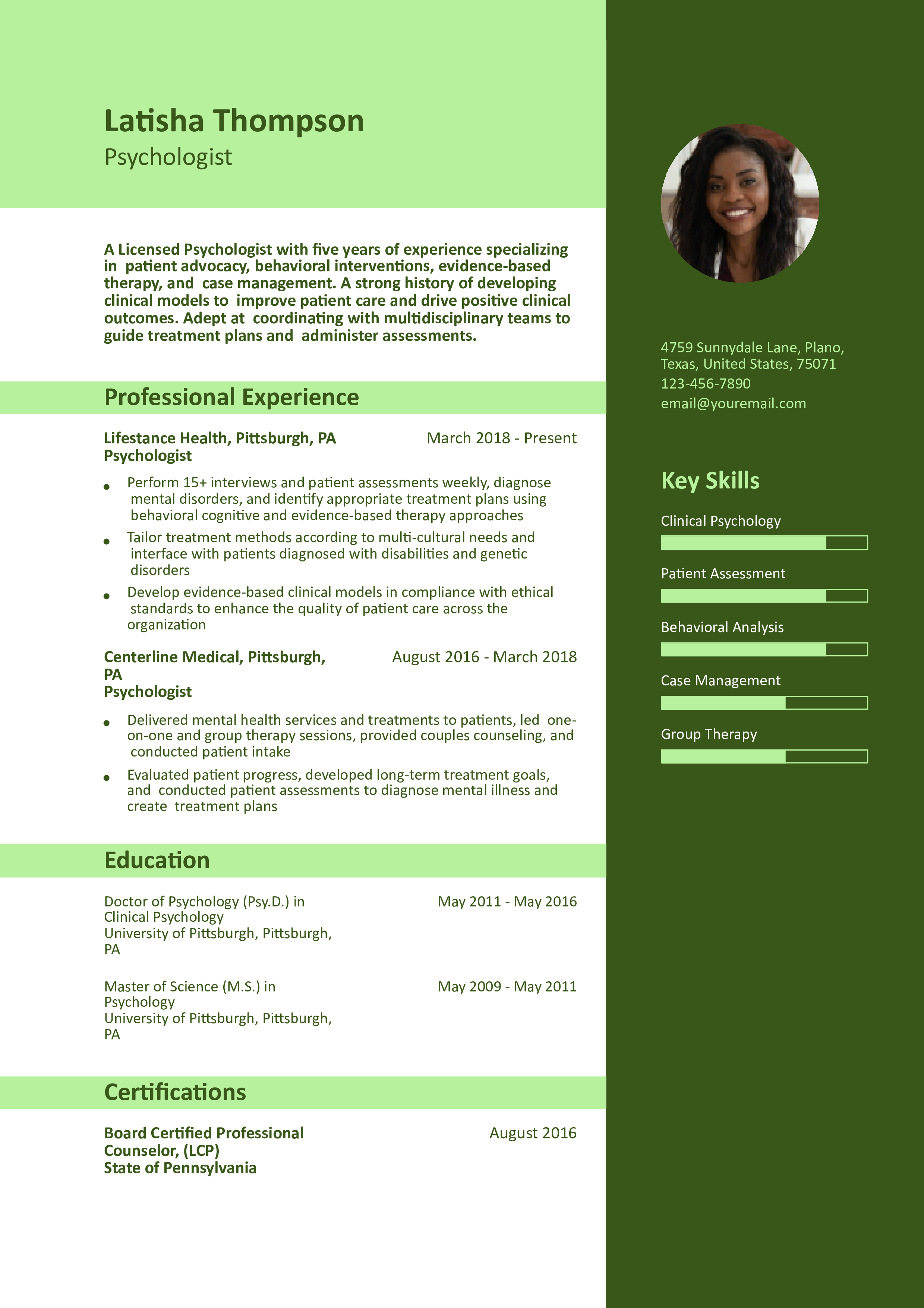 Psychology Resume Examples and Templates for 2024 - ResumeBuilder.com