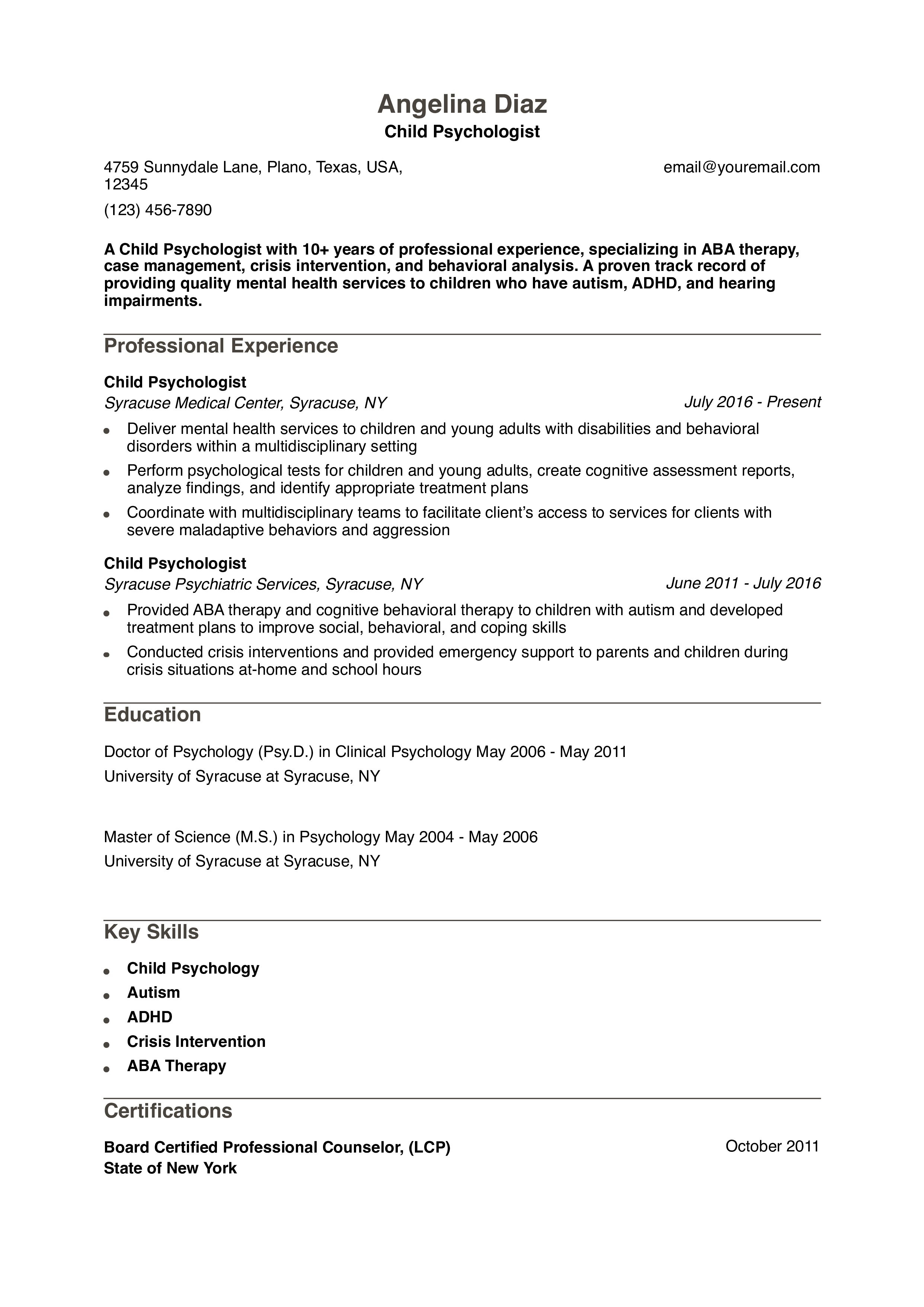 Psychology Resume Examples and Templates for 2024 - ResumeBuilder.com