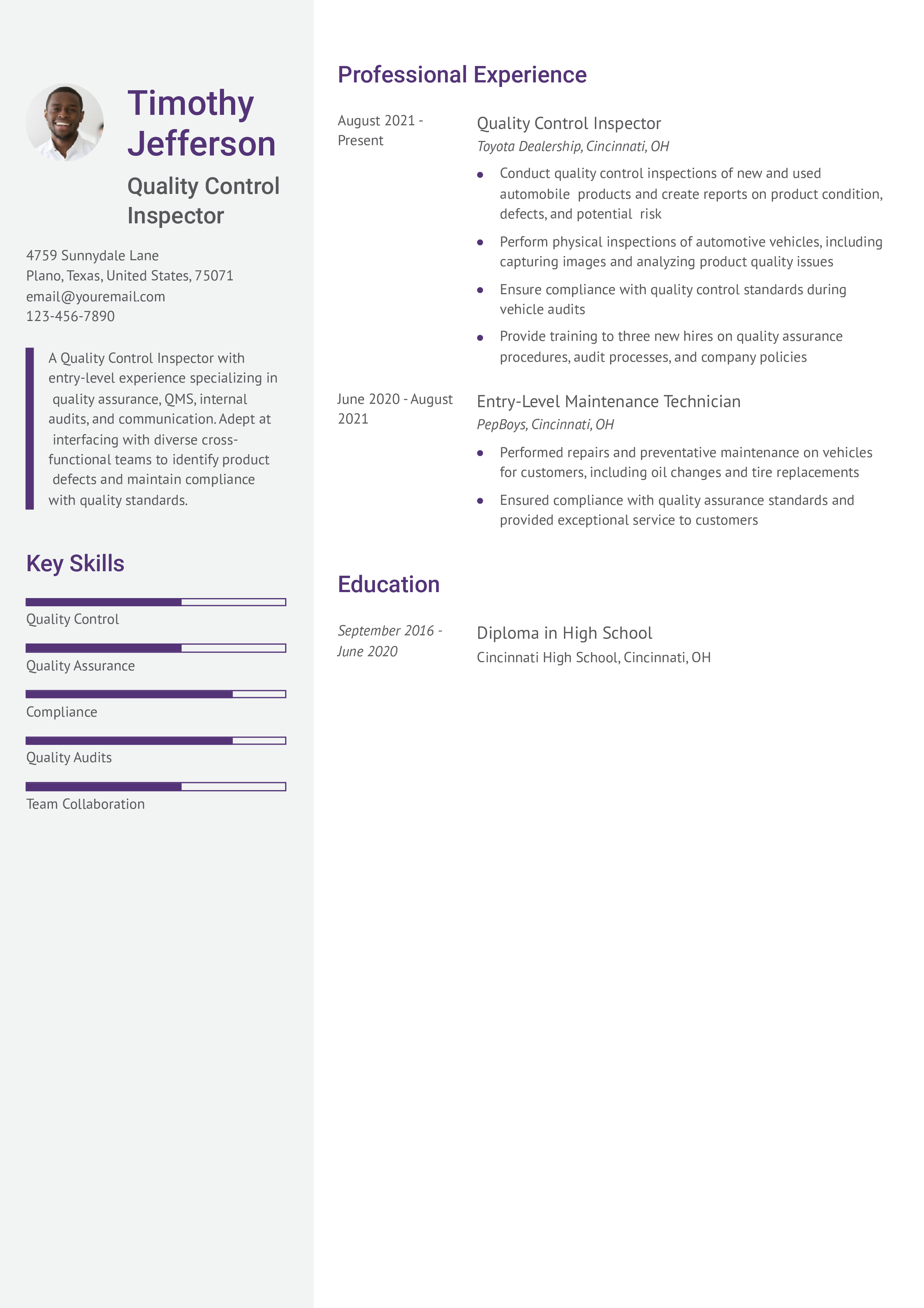Quality Control Resume Examples in 2024 - ResumeBuilder.com