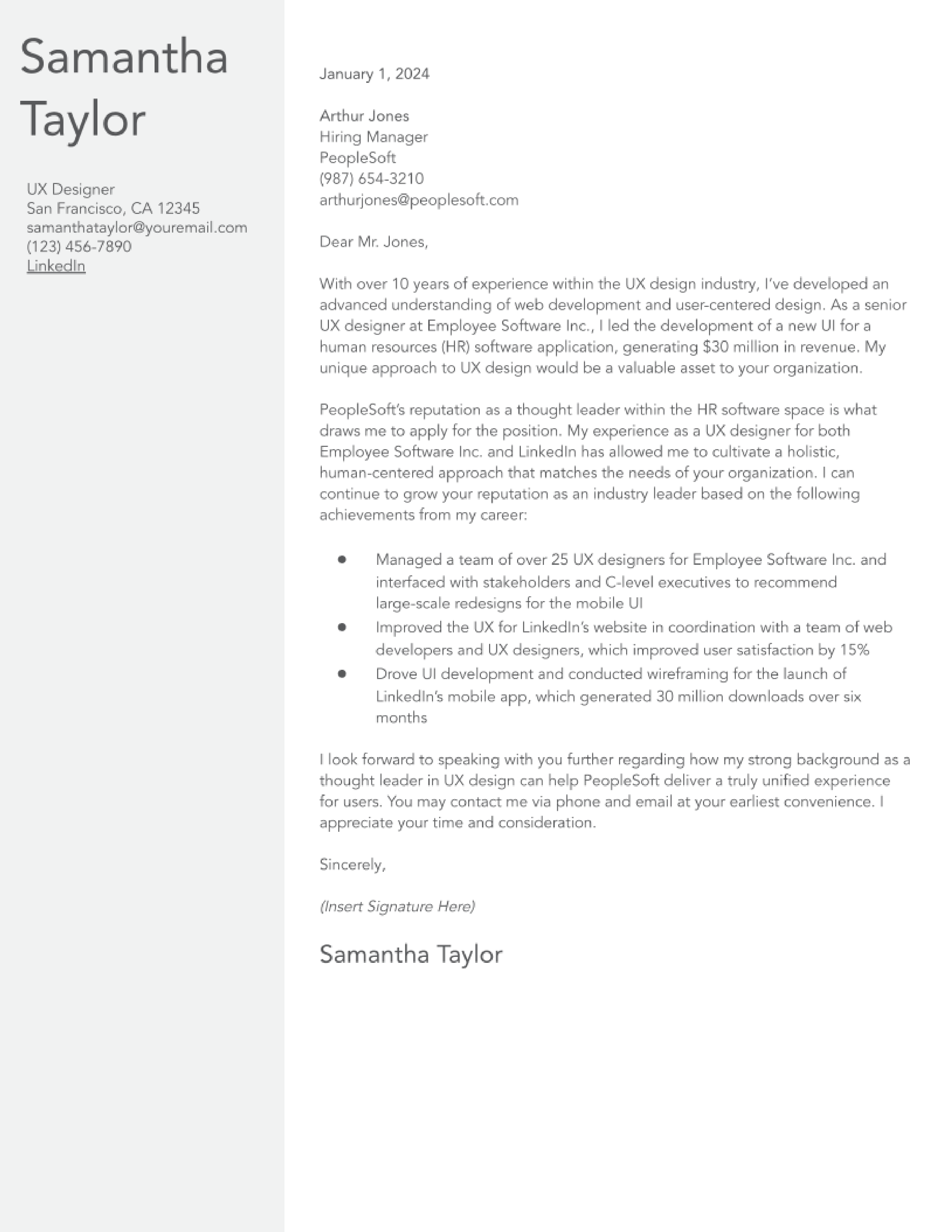 UX Designer Cover Letter Examples and Templates for 2024 ...