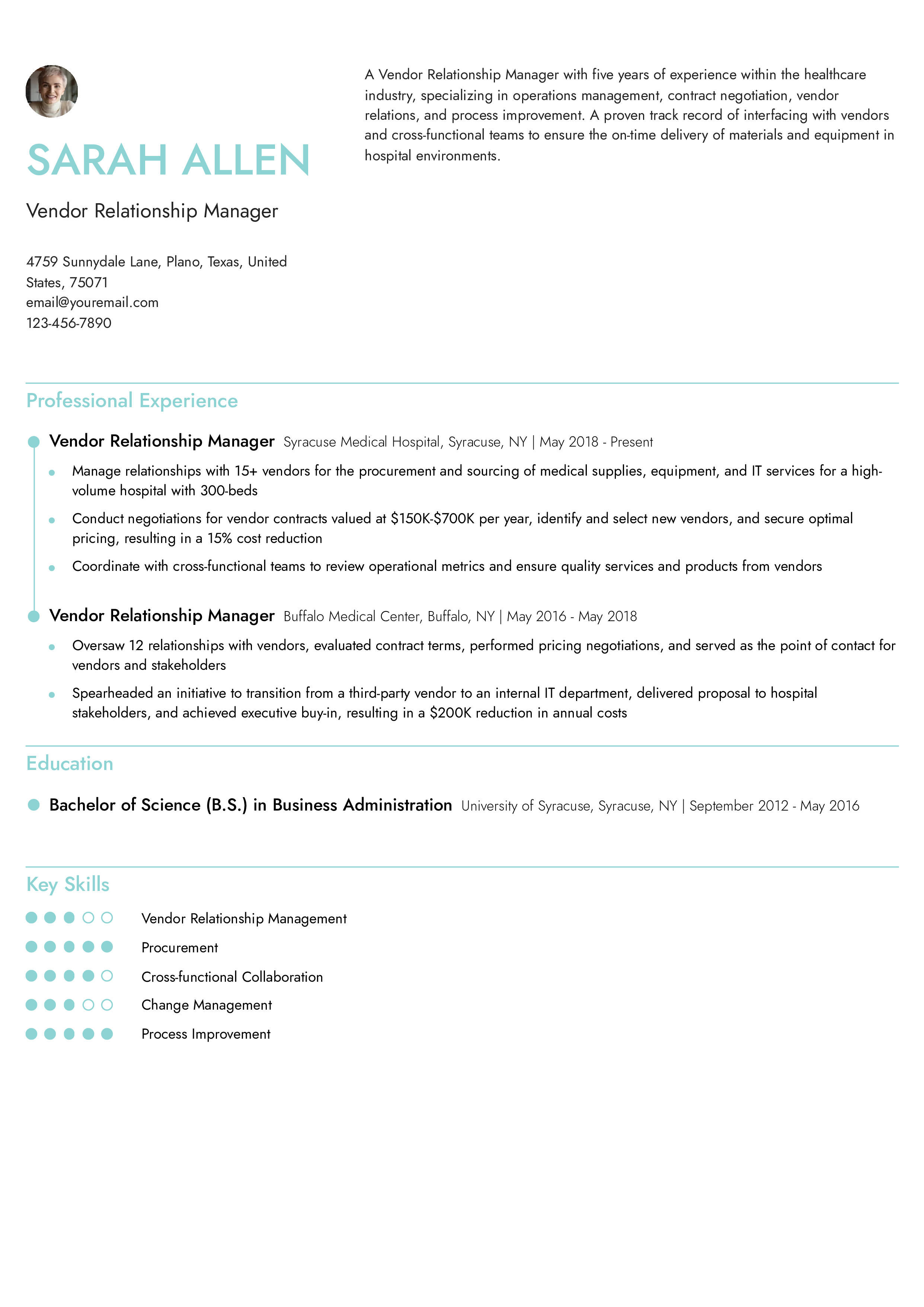 Vendor Relationship Manager Resume Examples and Templates for 2024 ...