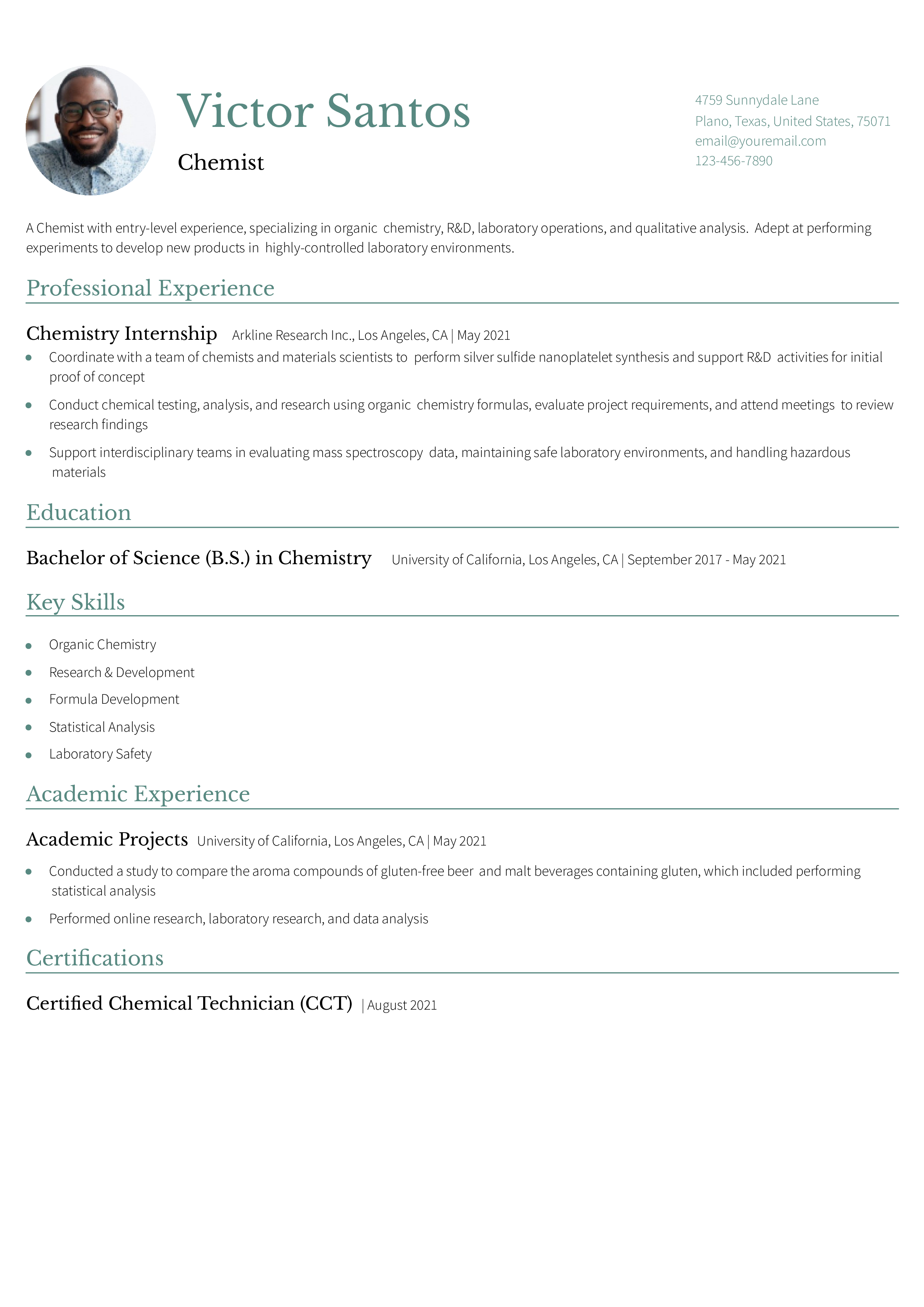 Chemistry Resume Examples and Templates for 2024 - ResumeBuilder.com