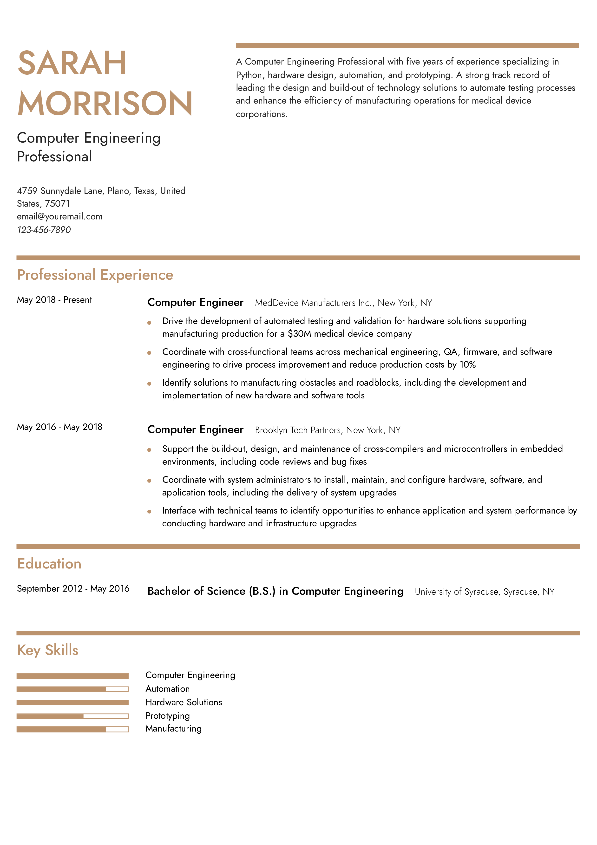 Computer Engineering Resume Examples and Templates for 2024 ...