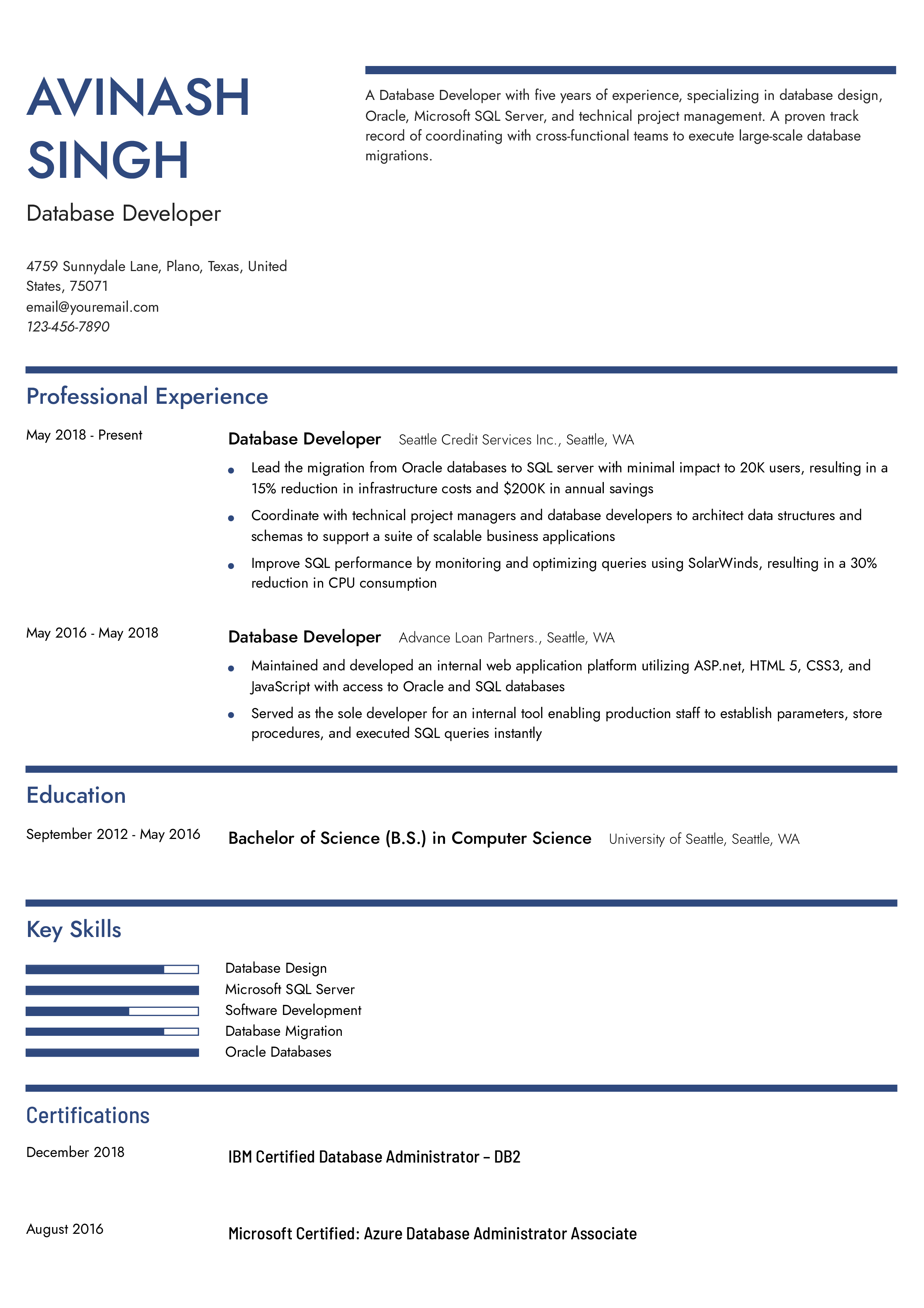 Database Developer Resume Examples and Templates for 2024 ...