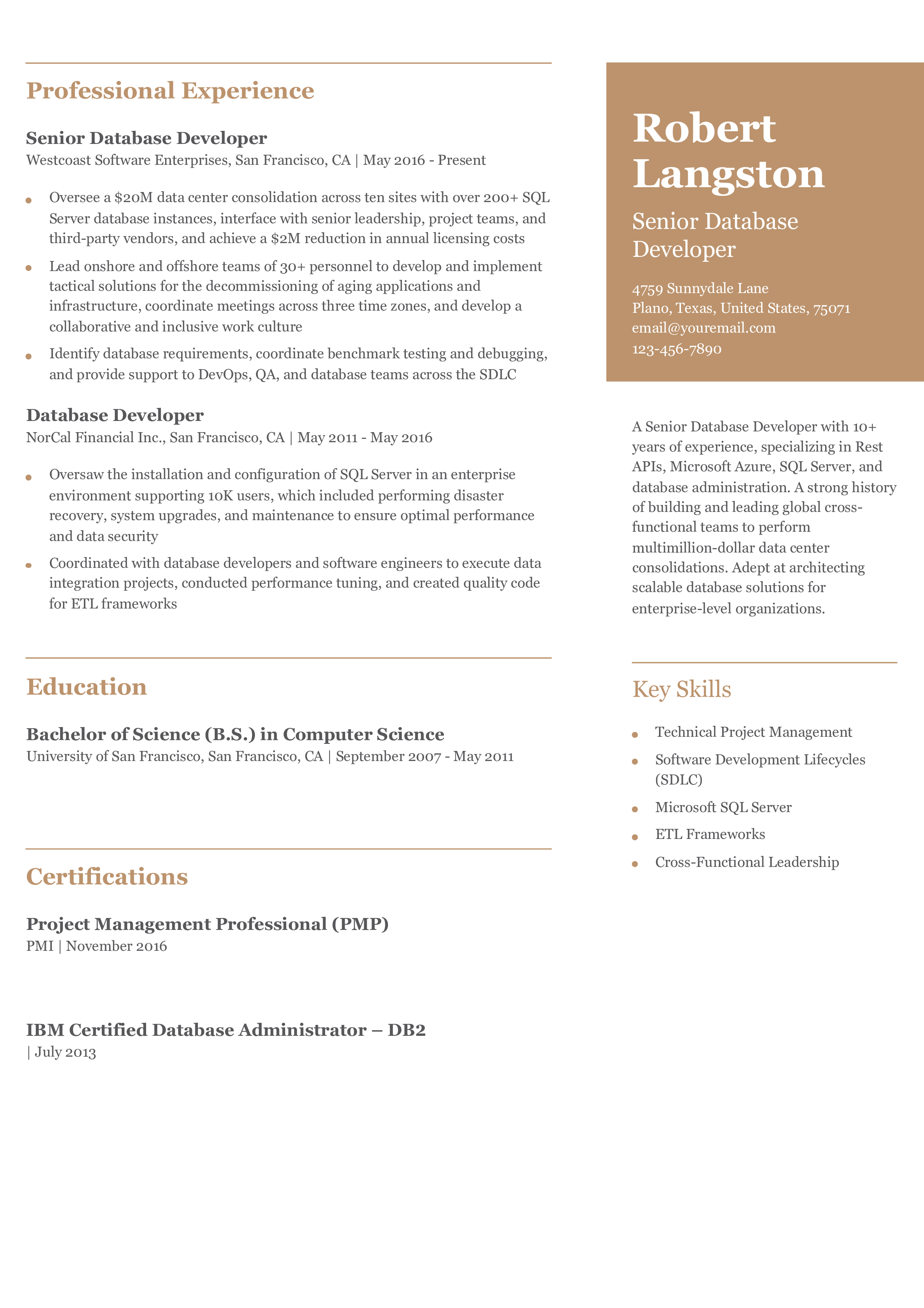 Database Developer Resume Examples and Templates for 2024 ...