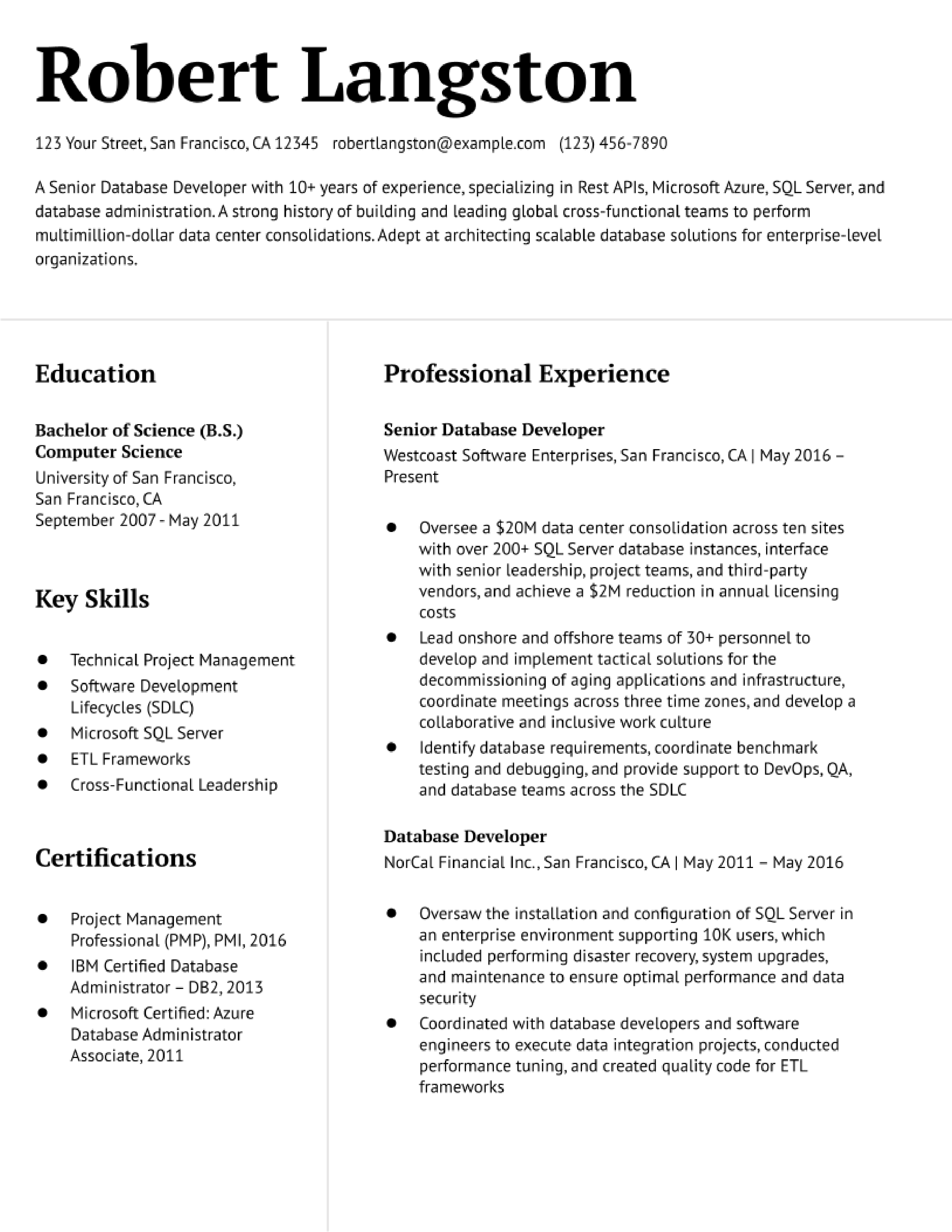 Database Developer Resume Examples and Templates for 2024 ...