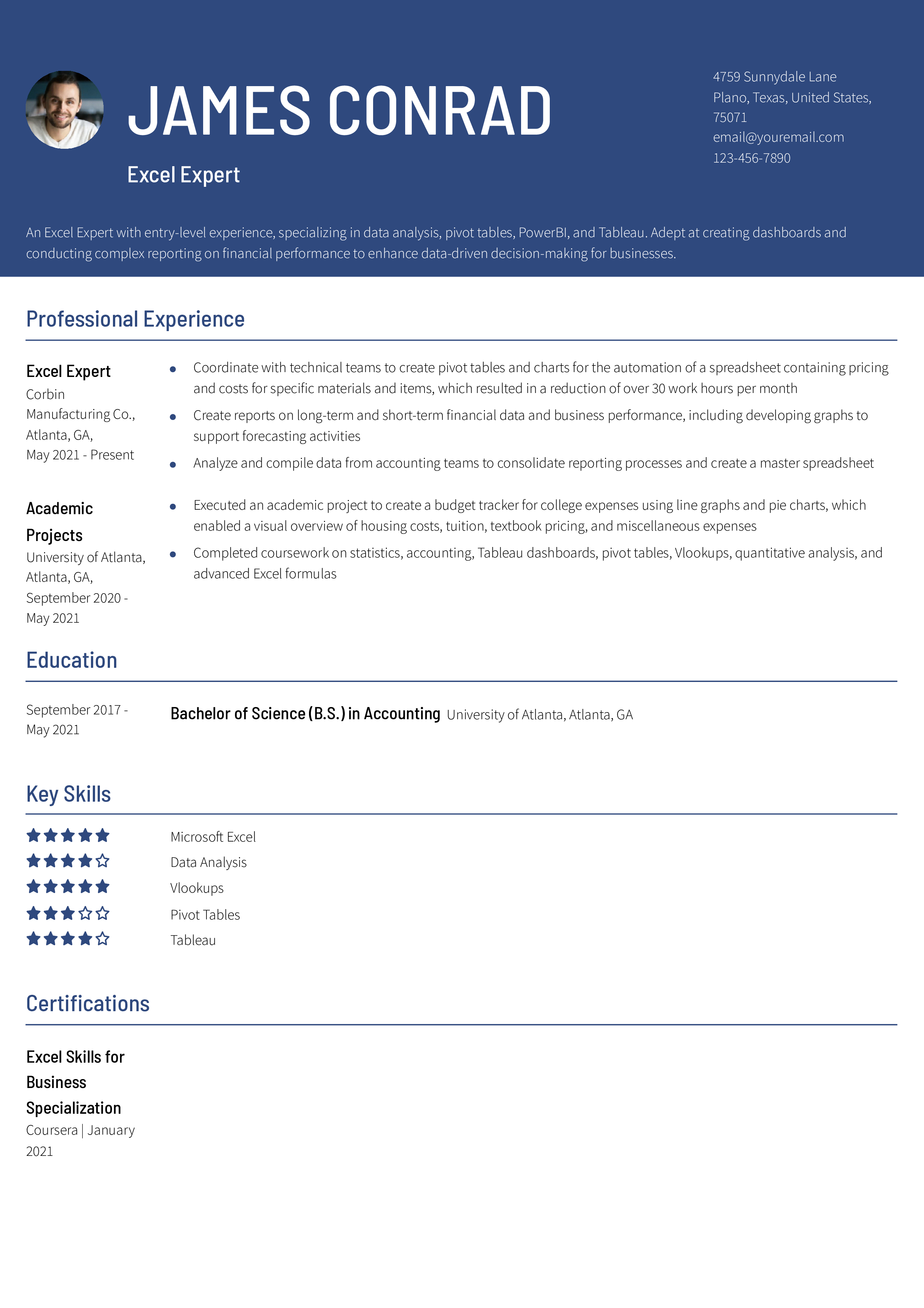 Excel Expert Resume Examples and Templates for 2024 - ResumeBuilder.com