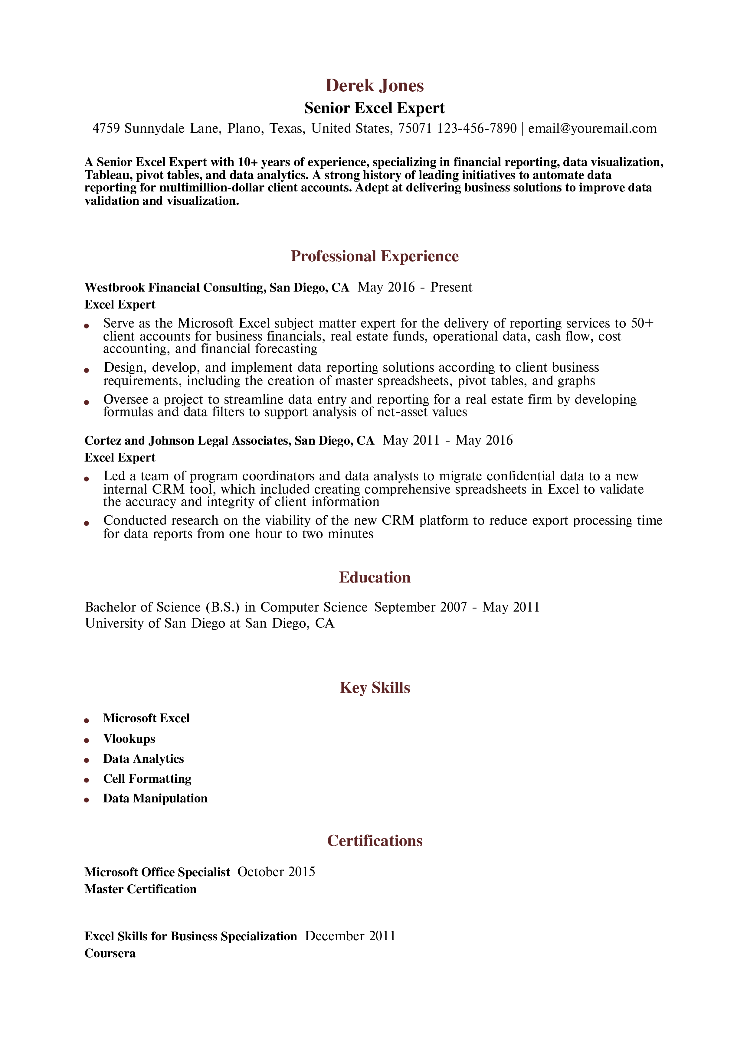 Excel Expert Resume Examples and Templates for 2024 - ResumeBuilder.com