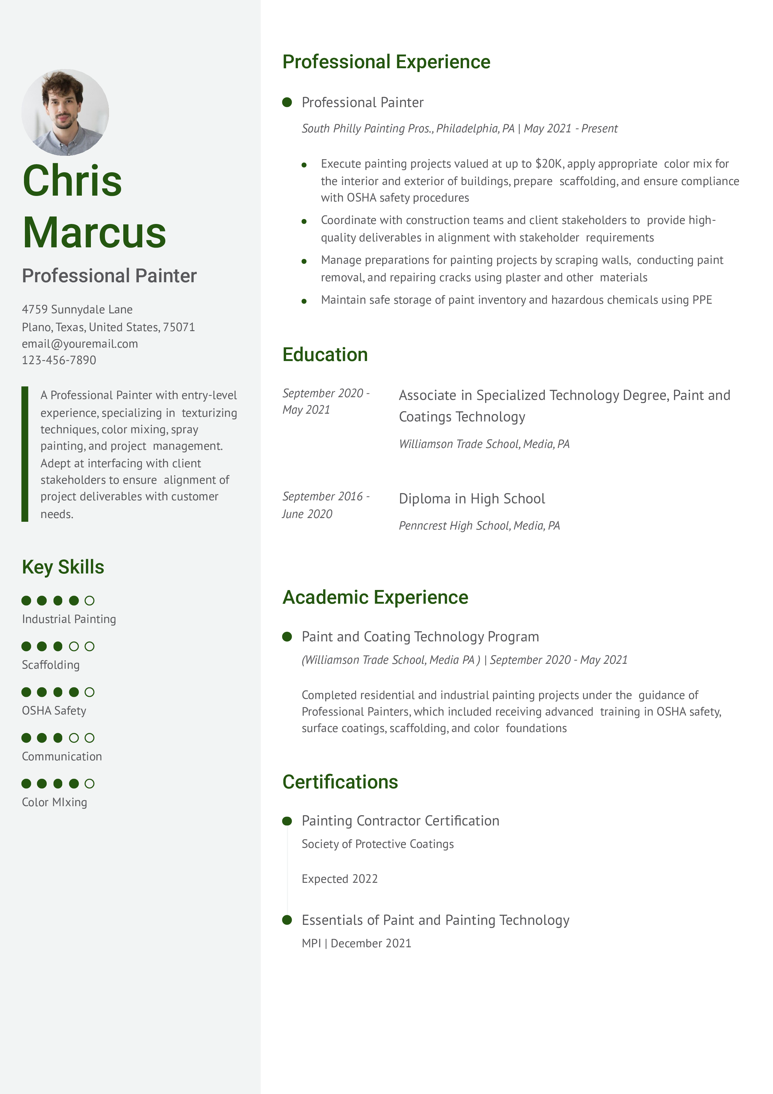 Professional Painter Resume Examples and Templates for 2024 ...