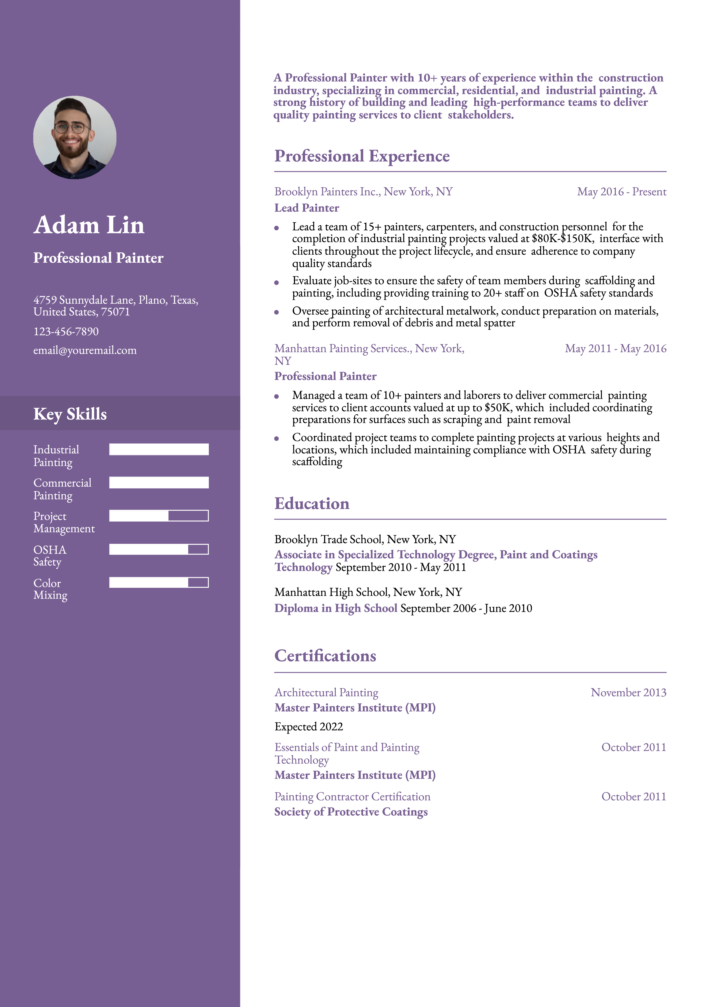 Professional Painter Resume Examples and Templates for 2024 ...
