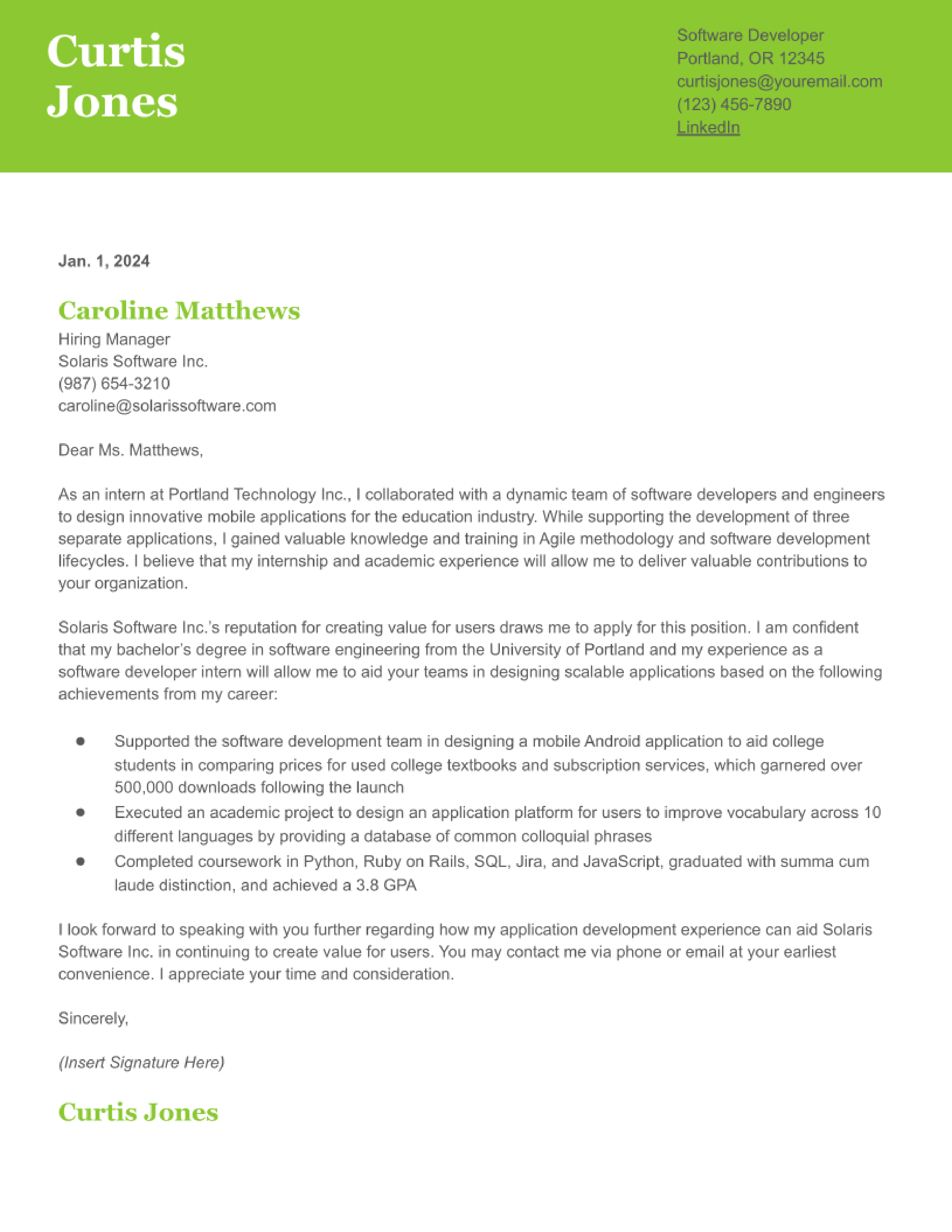 Recent Graduate Cover Letter Examples and Templates for 2024 ...