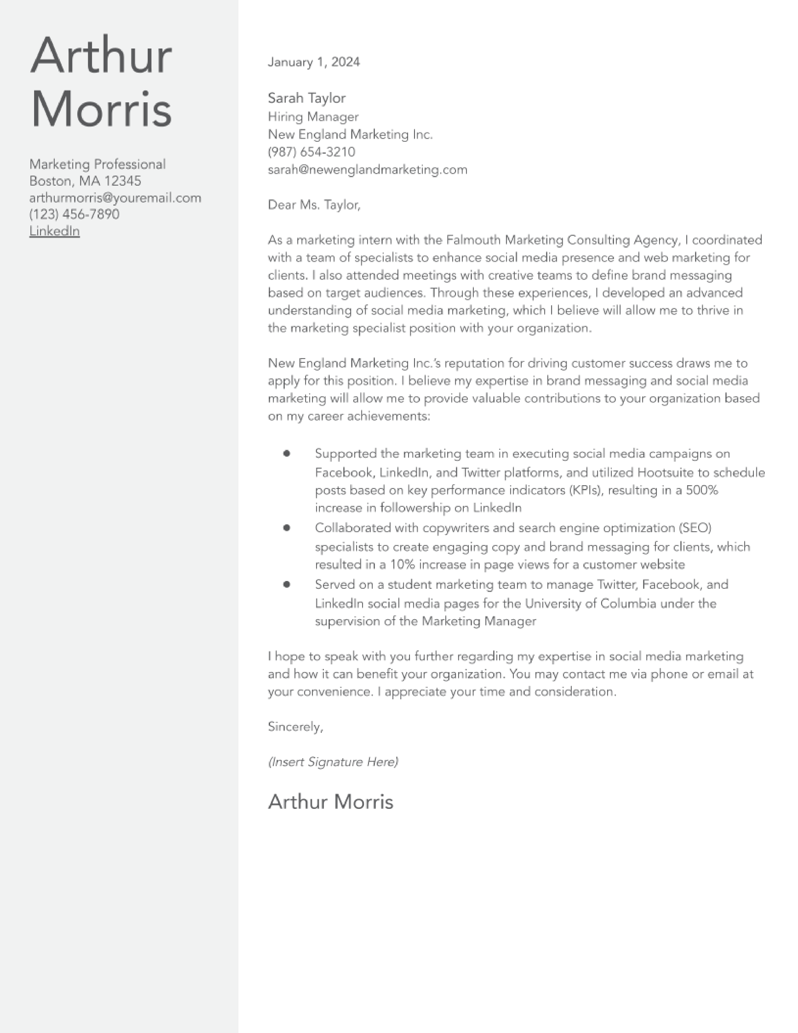 Recent Graduate Cover Letter Examples and Templates for 2024 ...