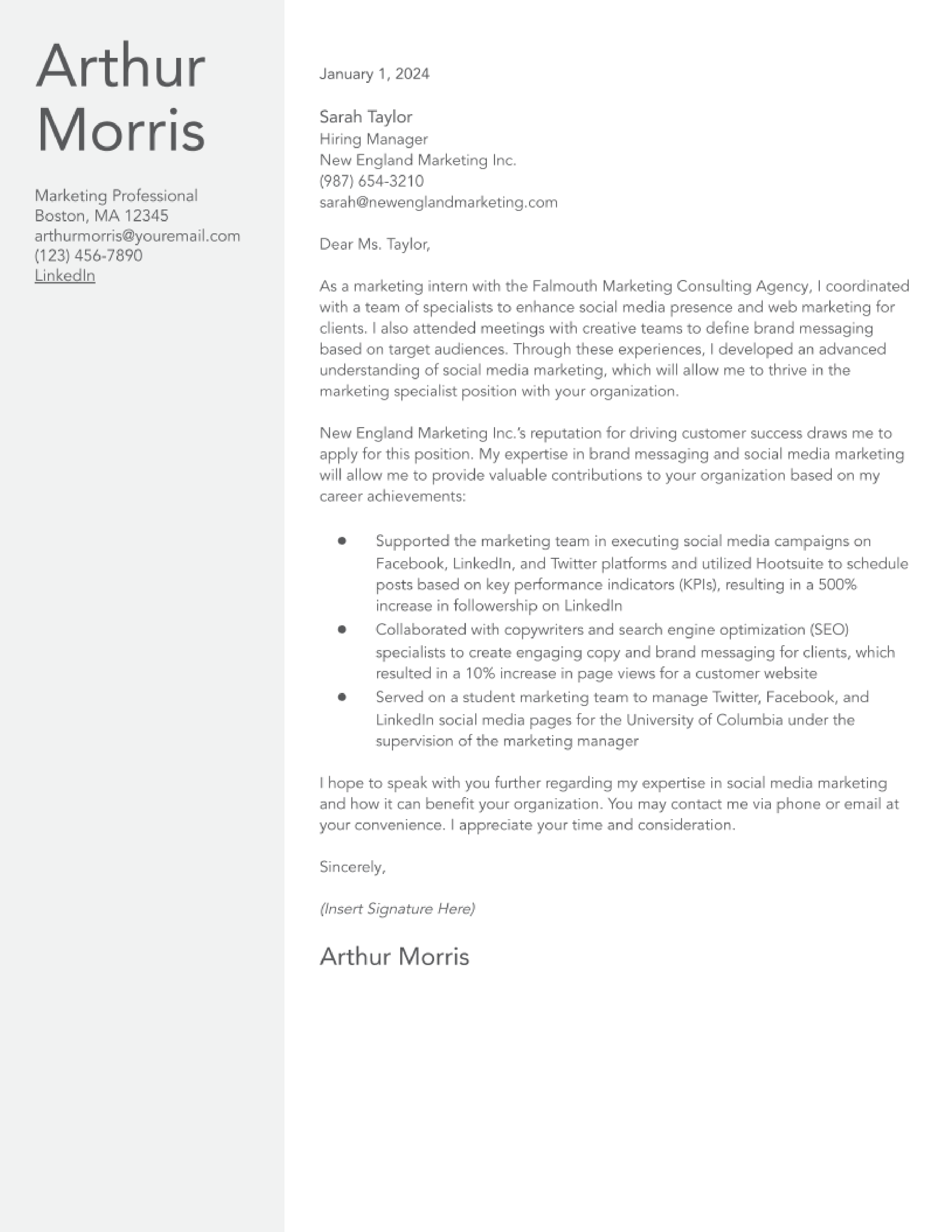 Recent Graduate Cover Letter Examples and Templates for 2024 ...