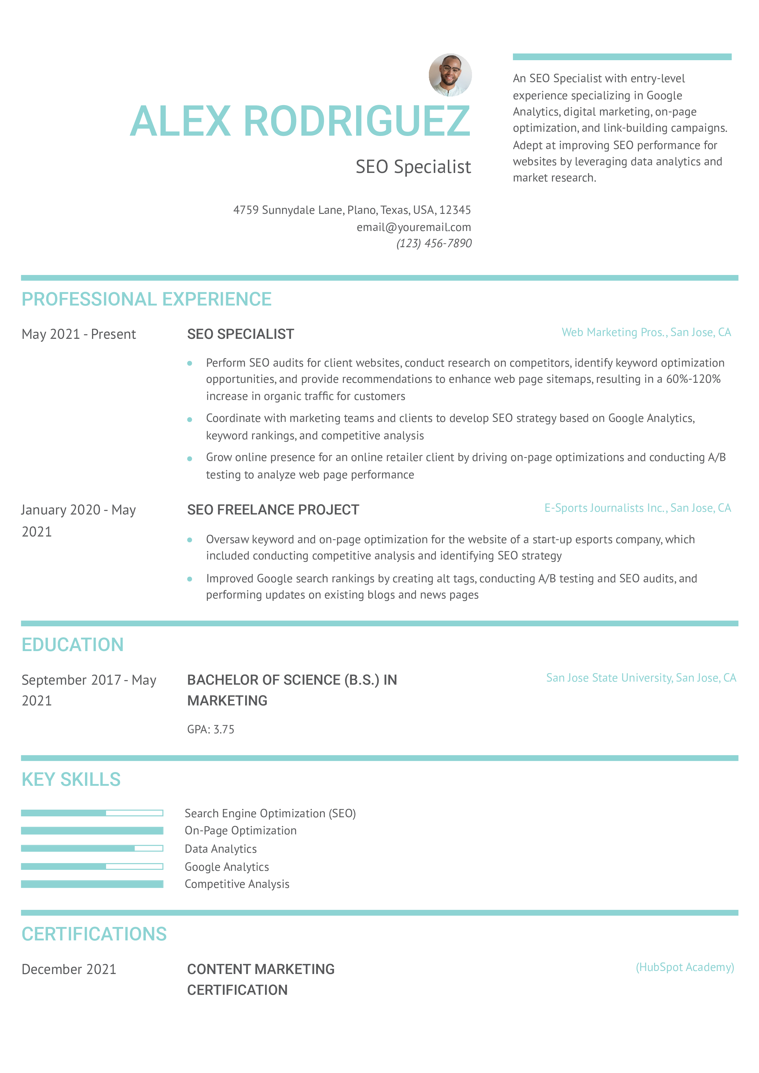 SEO Specialist Resume Examples and Templates for 2024 - ResumeBuilder.com