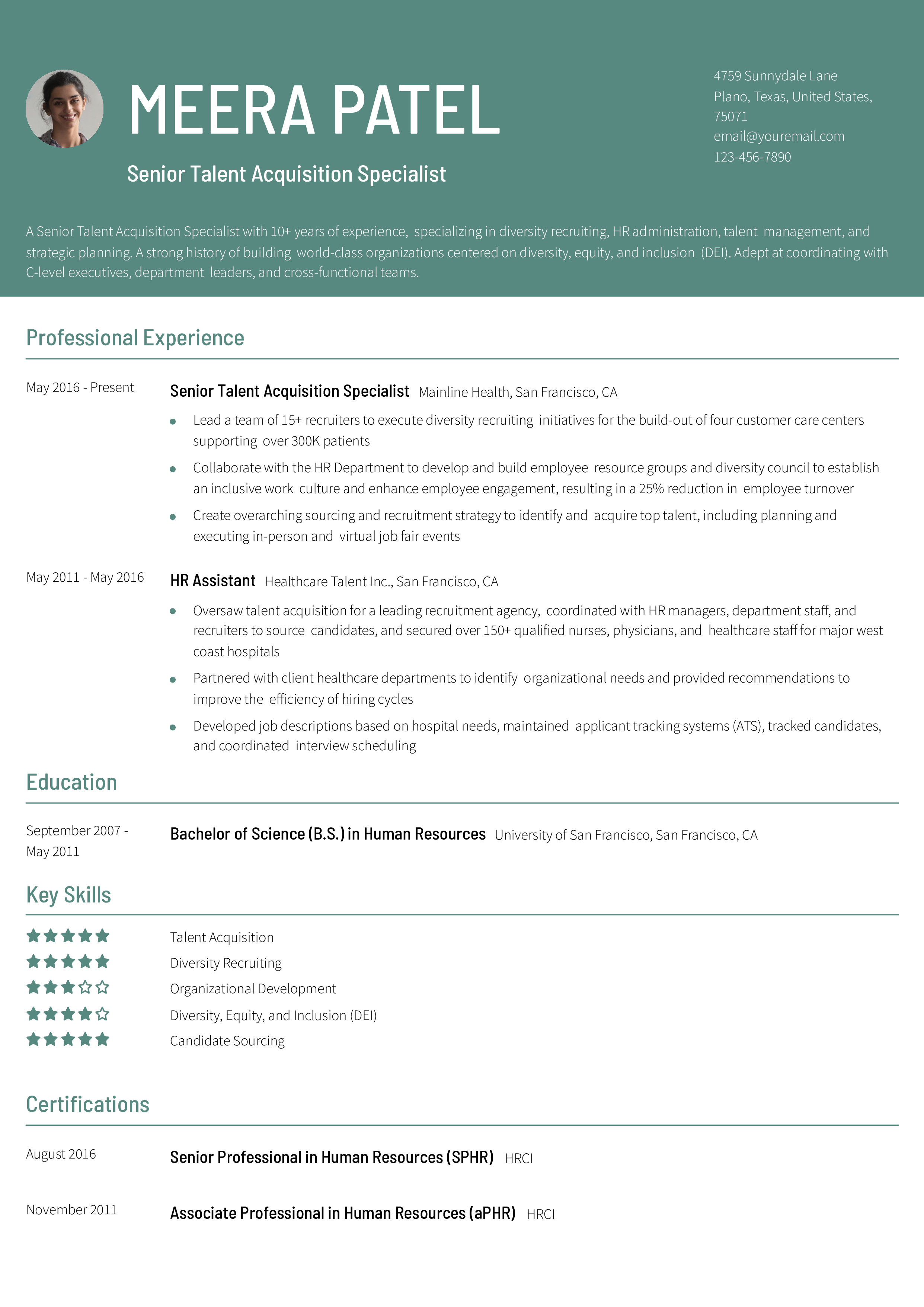 Talent Acquisition Specialist Resume Examples and Templates for 2024 ...