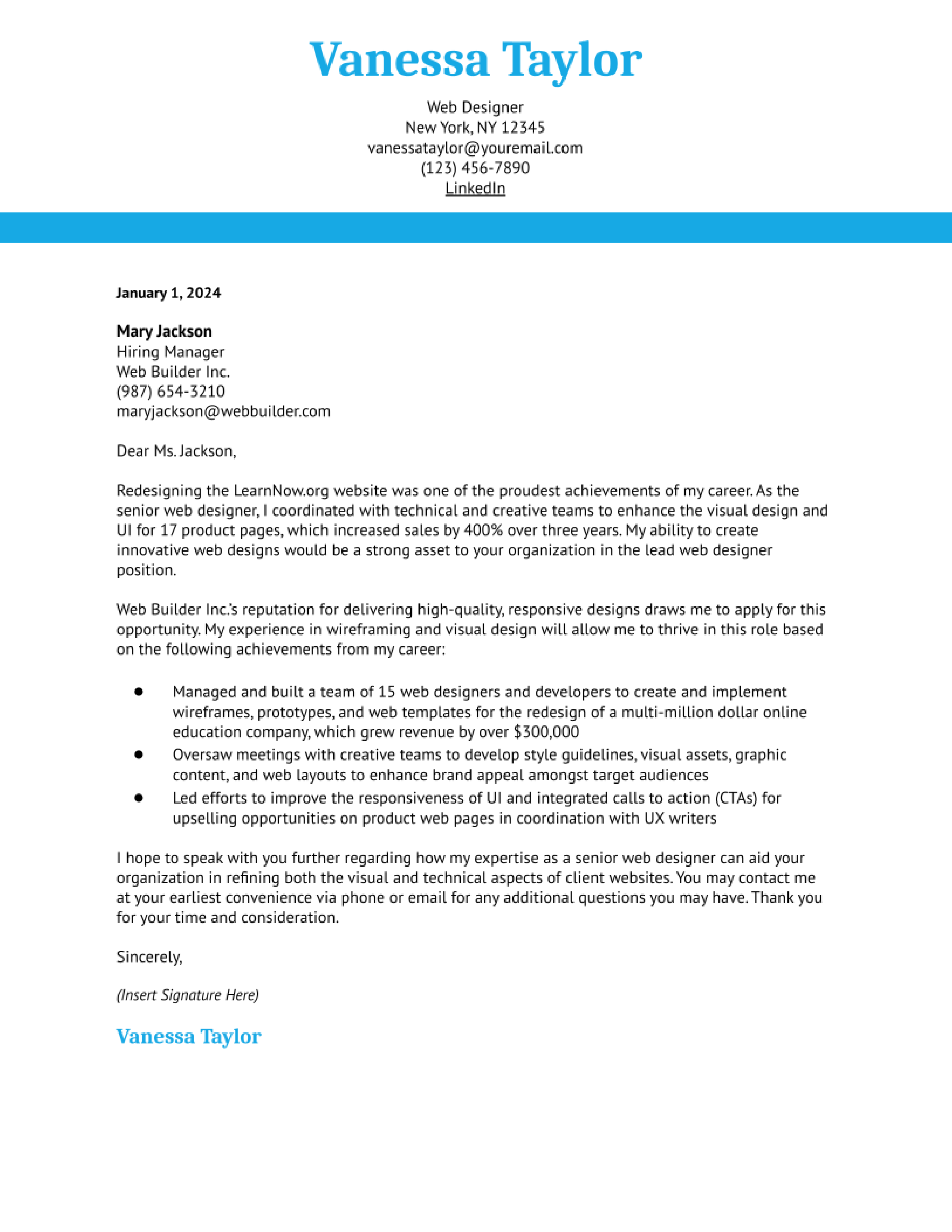 Web Designer Cover Letter Examples and Templates for 2024 ...