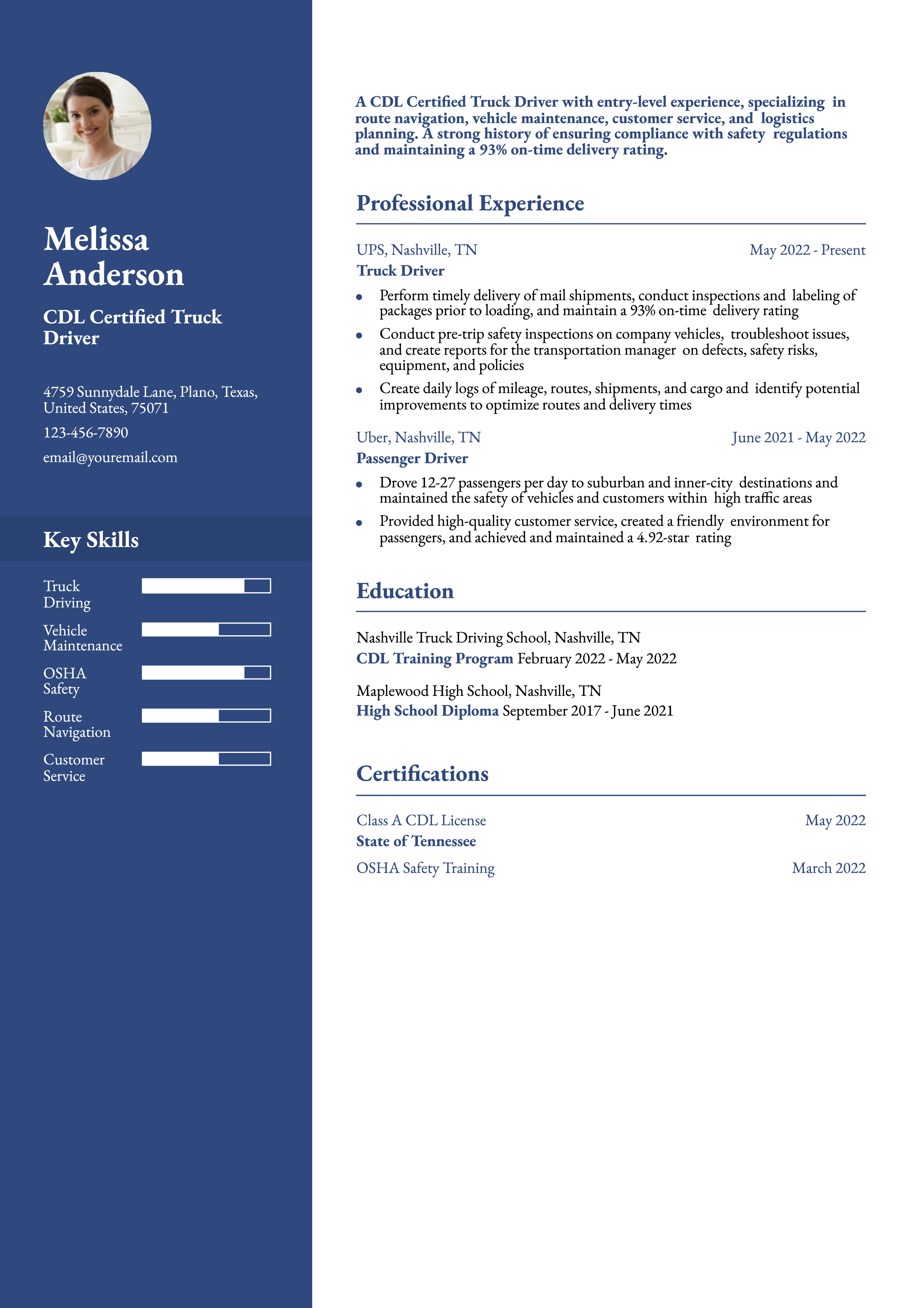 Contemporary Truck Driver Resume Examples and Templates for 2024 ...