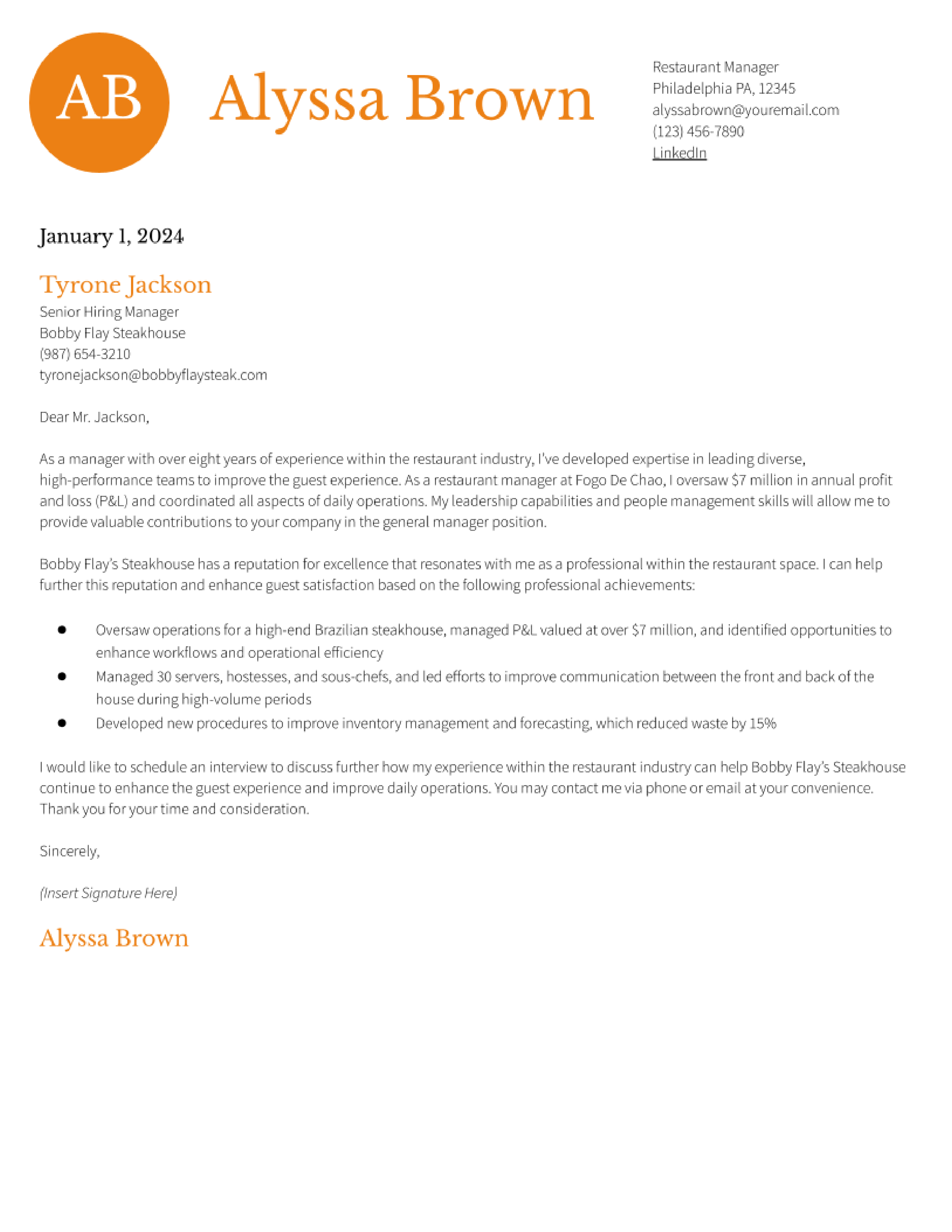 Manager Cover Letter Examples and Templates for 2024 - ResumeBuilder.com