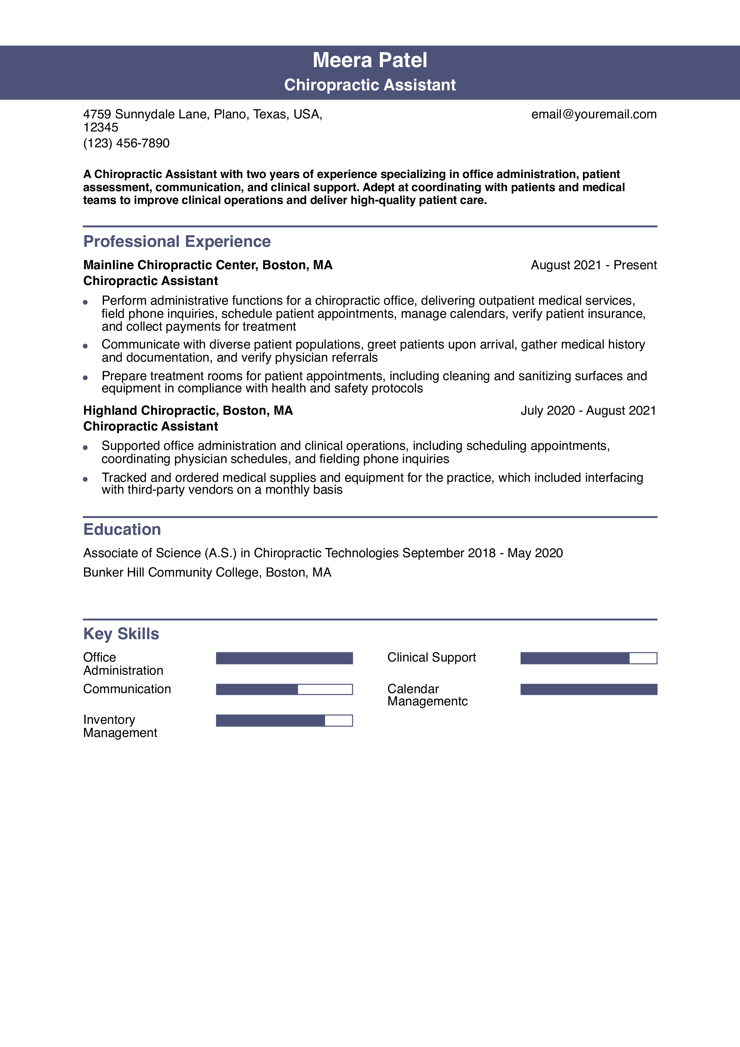 Chiropractic Assistant Resume Examples and Templates for 2024 ...