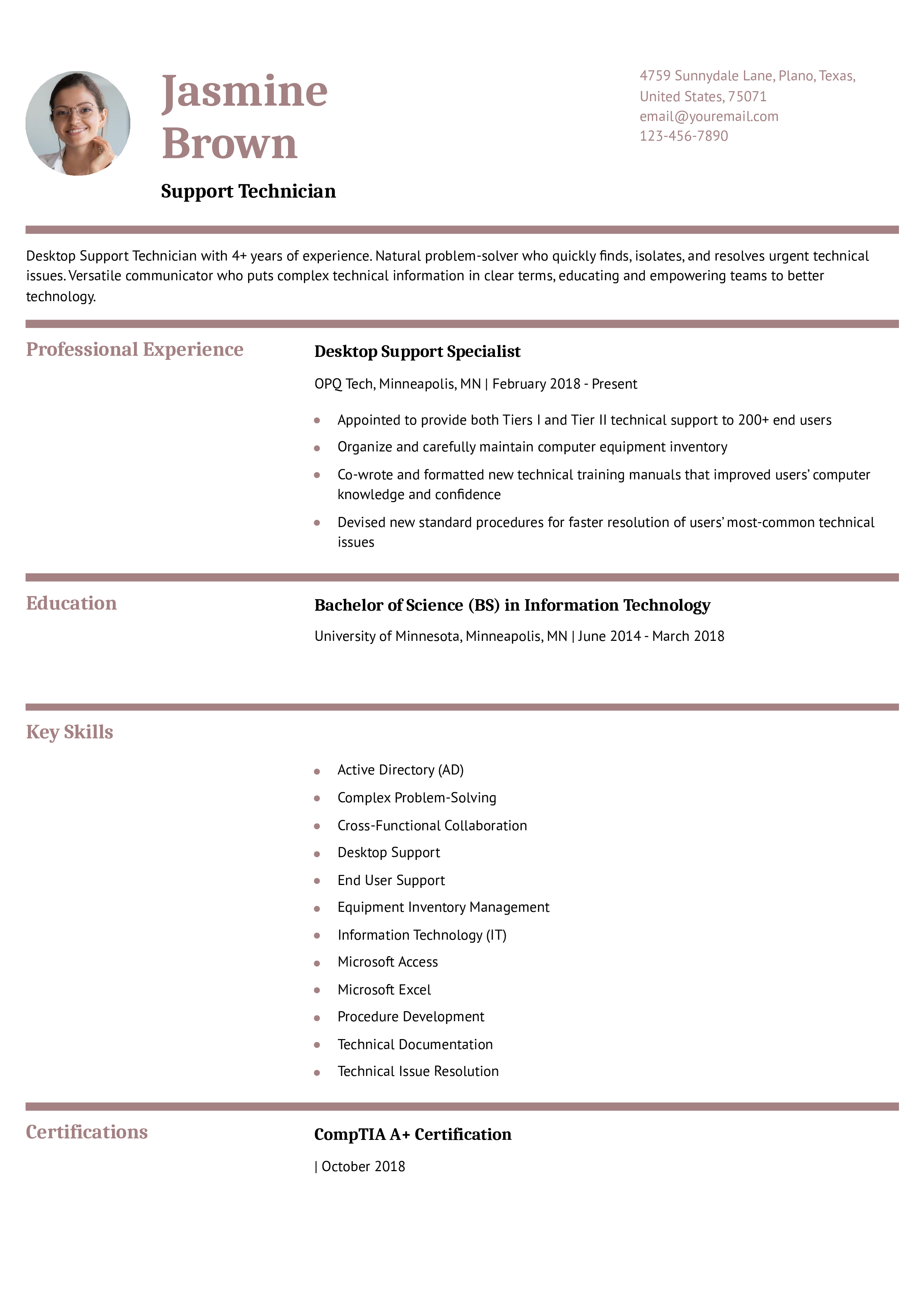 Desktop Support Resume Examples and Templates for 2024 - ResumeBuilder.com
