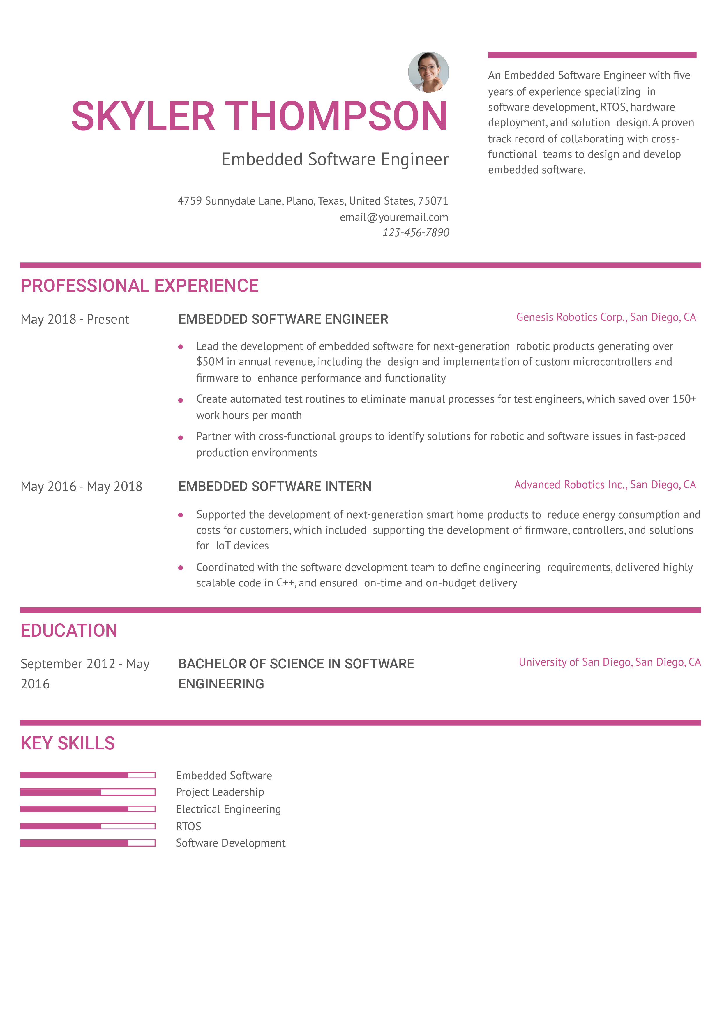 Embedded Software Engineer Resume Examples and Templates for 2024 ...