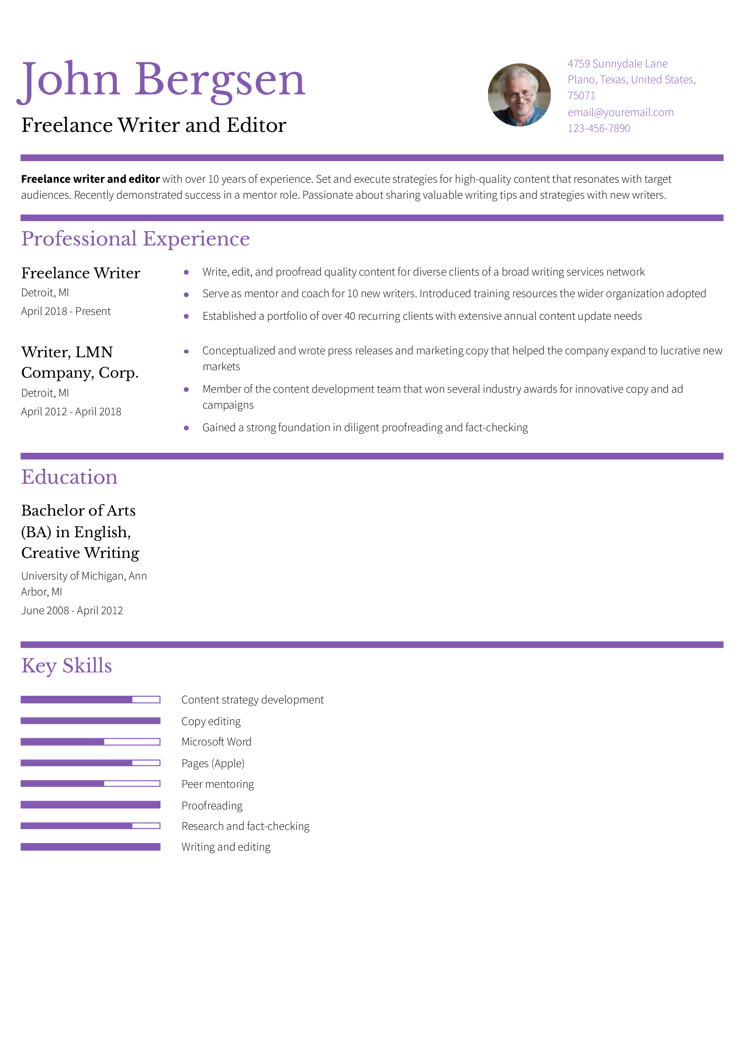 Freelance Writer Resume Examples and Templates for 2024 - ResumeBuilder.com