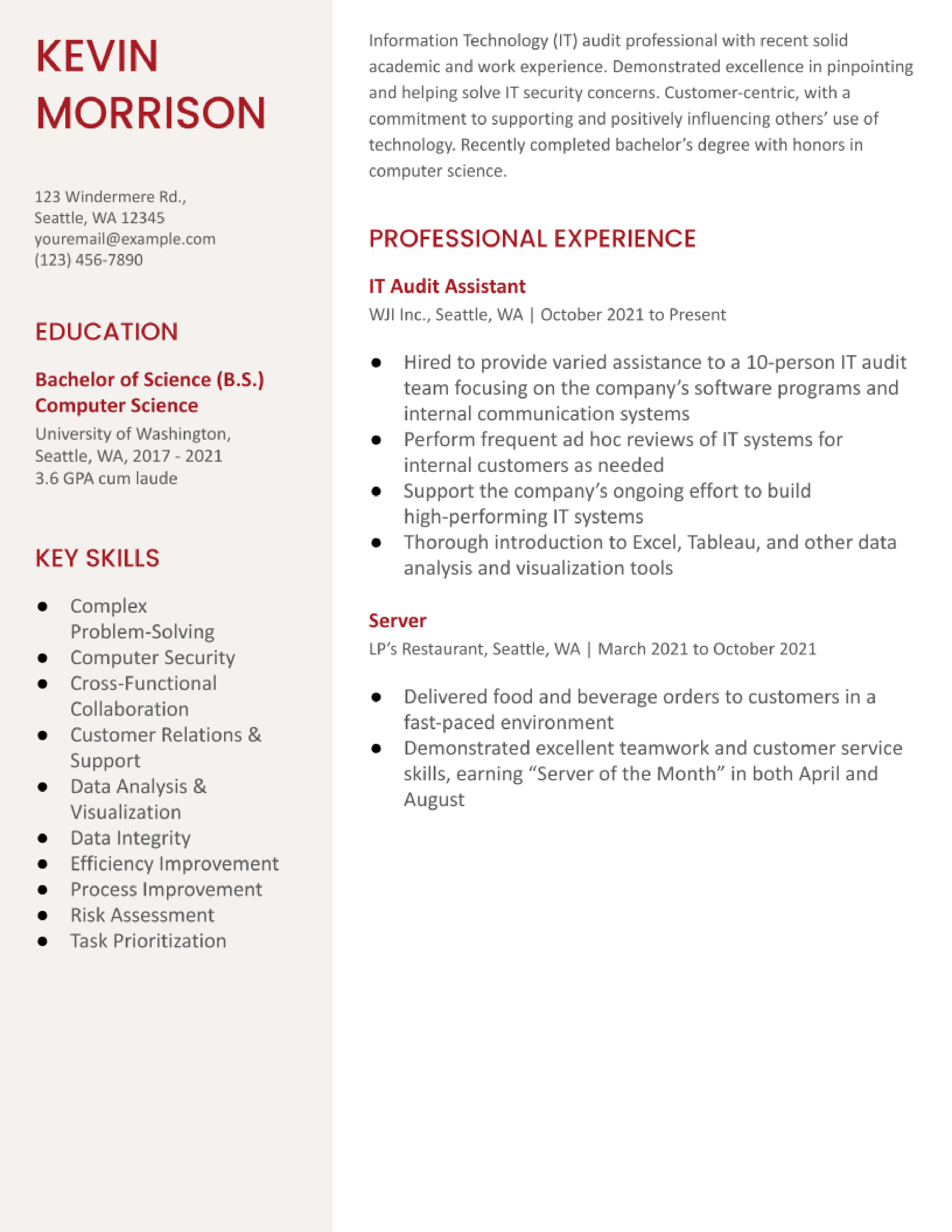 IT Auditor Resume Examples and Templates for 2024 - ResumeBuilder.com