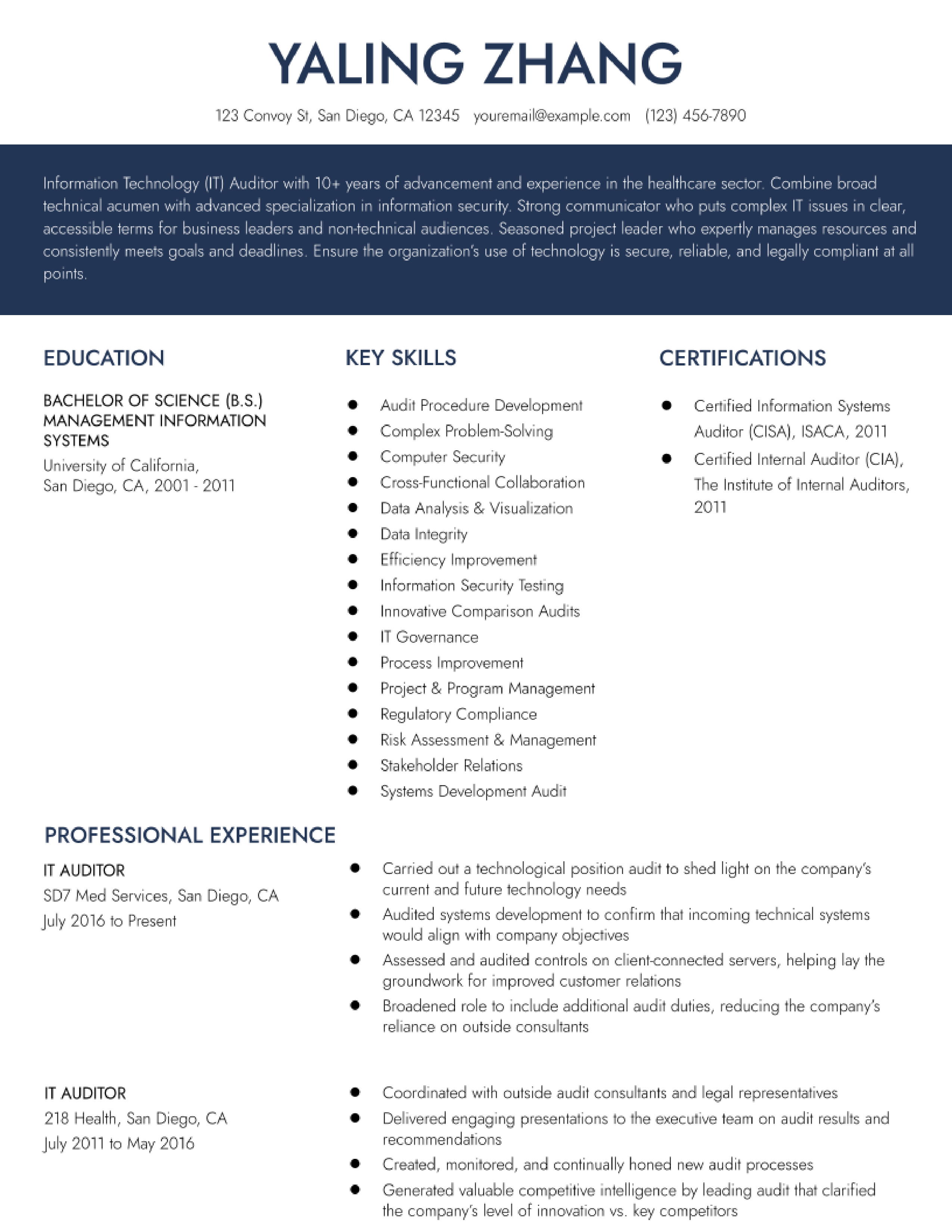 IT Auditor Resume Examples and Templates for 2024 - ResumeBuilder.com