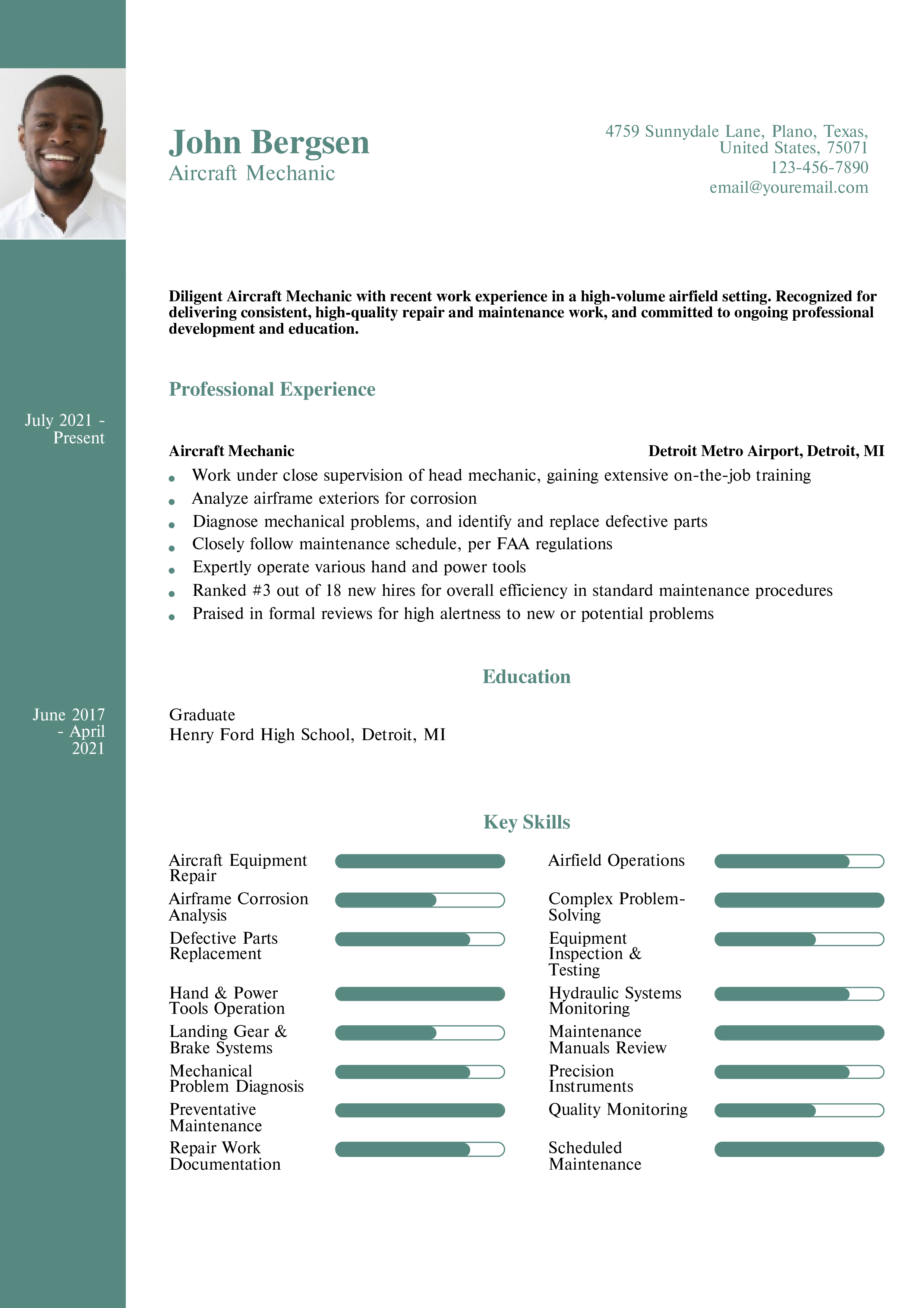 Aircraft Mechanic Resume Examples and Templates for 2024 ...